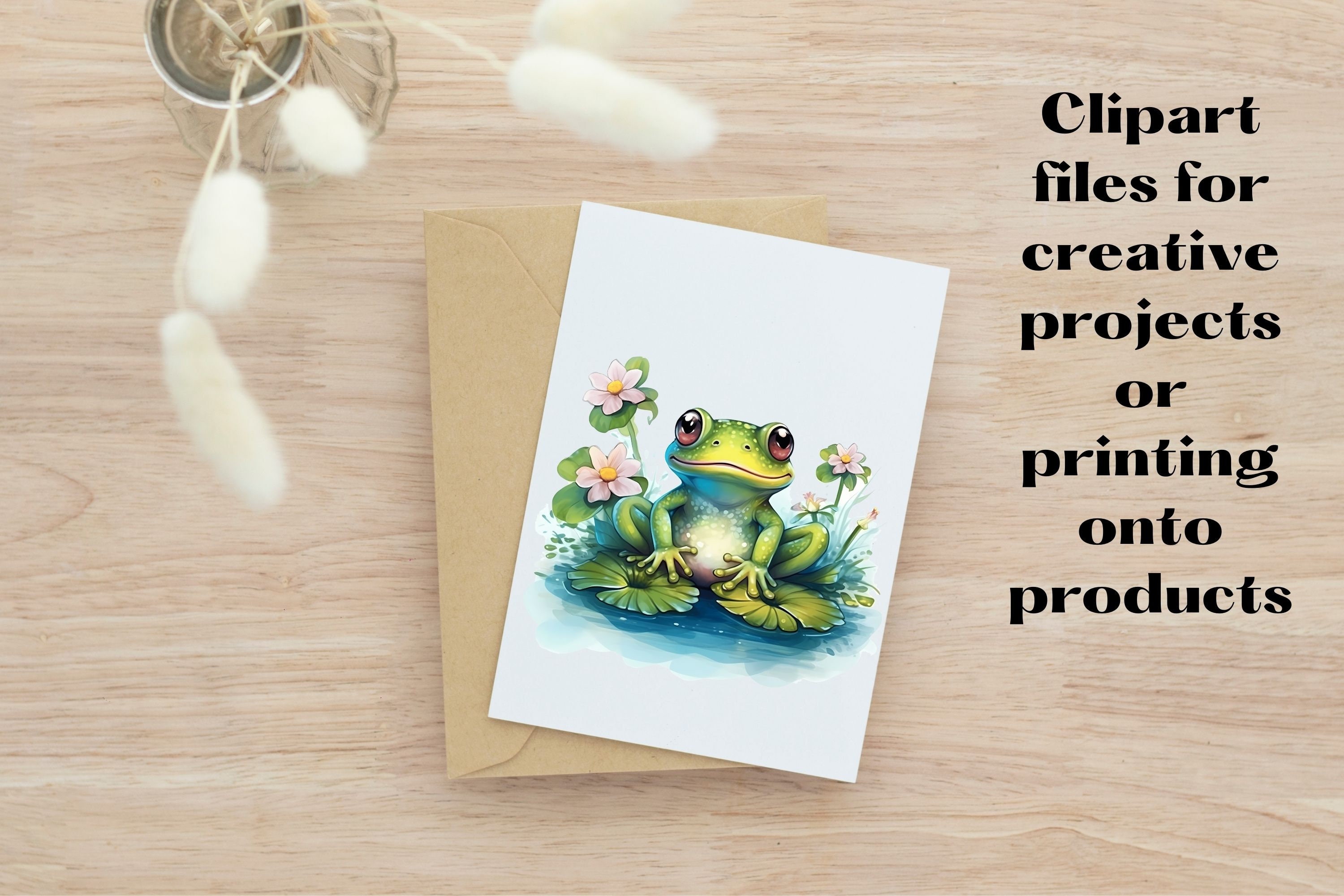 Cute FROGS ON LILYPADS Clipart Set, 8 Clip Art Images, Transparent Png ...