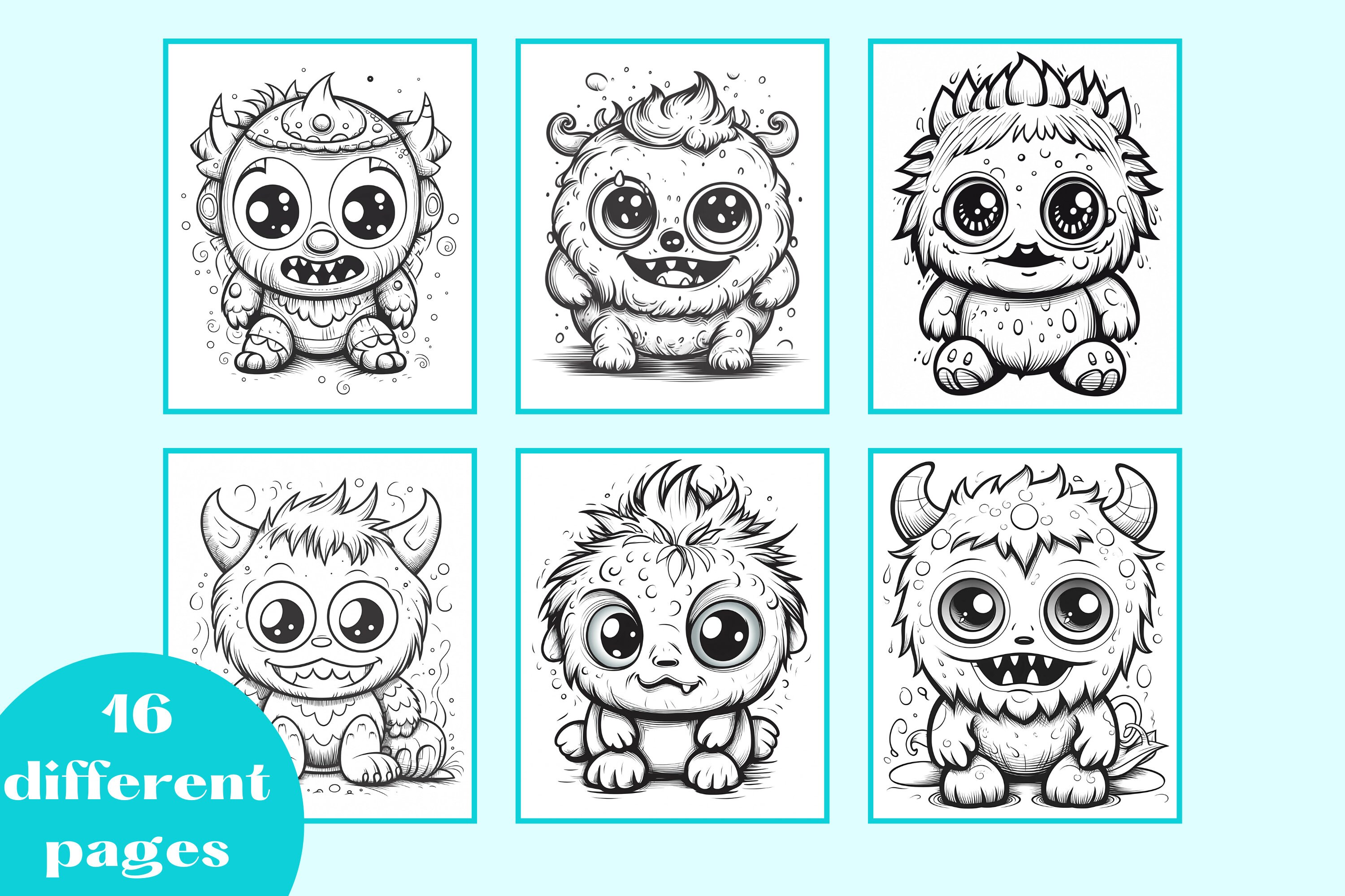 Baby Monsters Coloring Pages for Kids, Instant Download, Print at Home ...