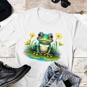 Cute FROGS ON LILYPADS Clipart Set, 8 Clip Art Images, Transparent Png ...