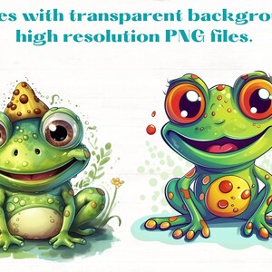 CUTE HAPPY FROGS Watercolor Clipart Set, 12 Clip Art Images ...