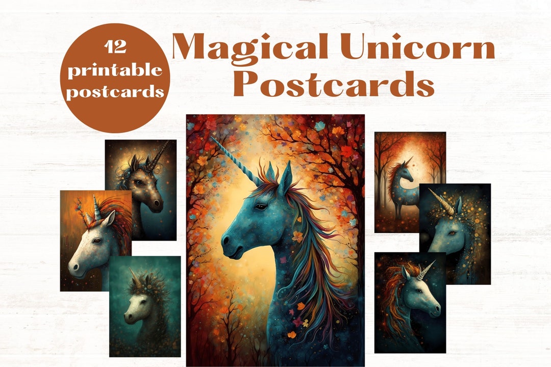 MAGICAL UNICORNS Postcard Images 5 X 7 Inches, Printable Postcards ...
