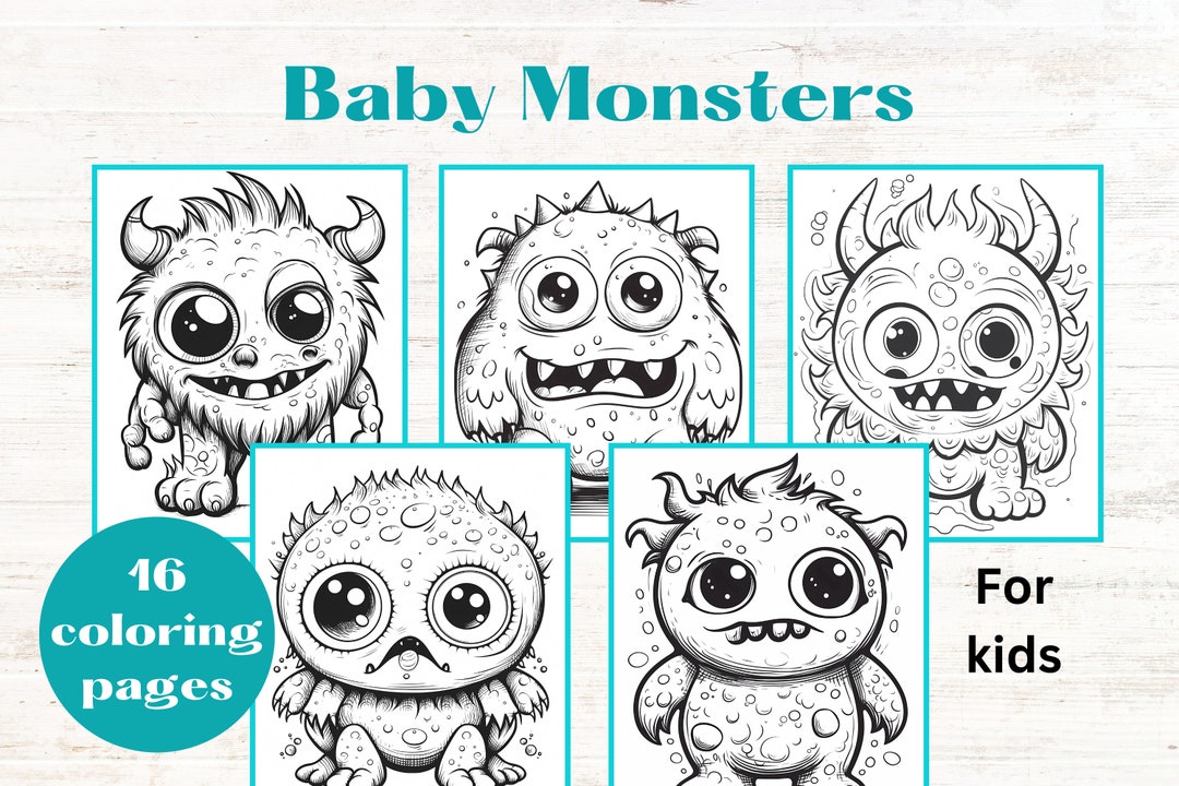 Baby Monsters Coloring Pages for Kids, Instant Download, Print at Home ...