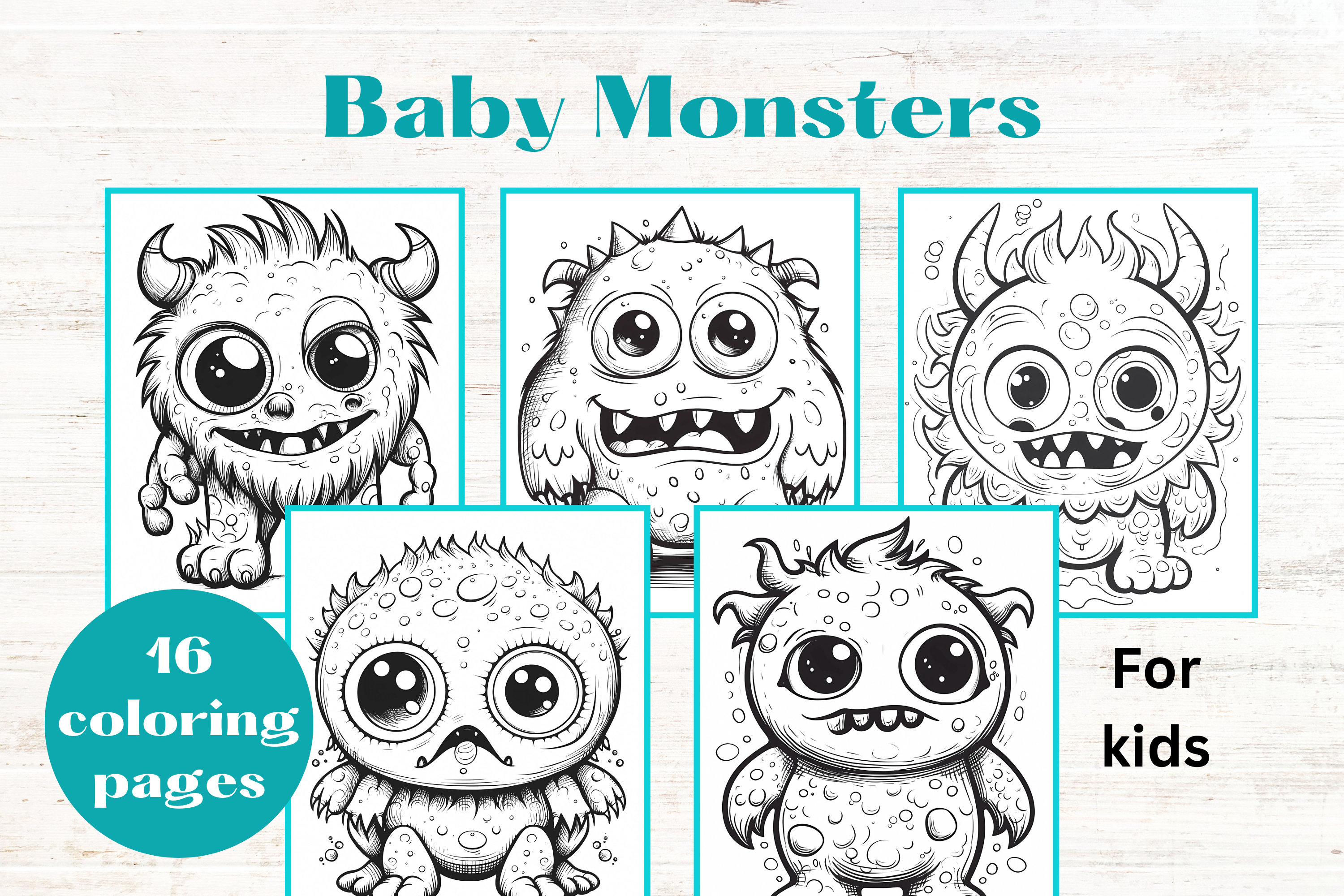 Baby Monsters Coloring Pages for Kids, Instant Download, Print at Home ...