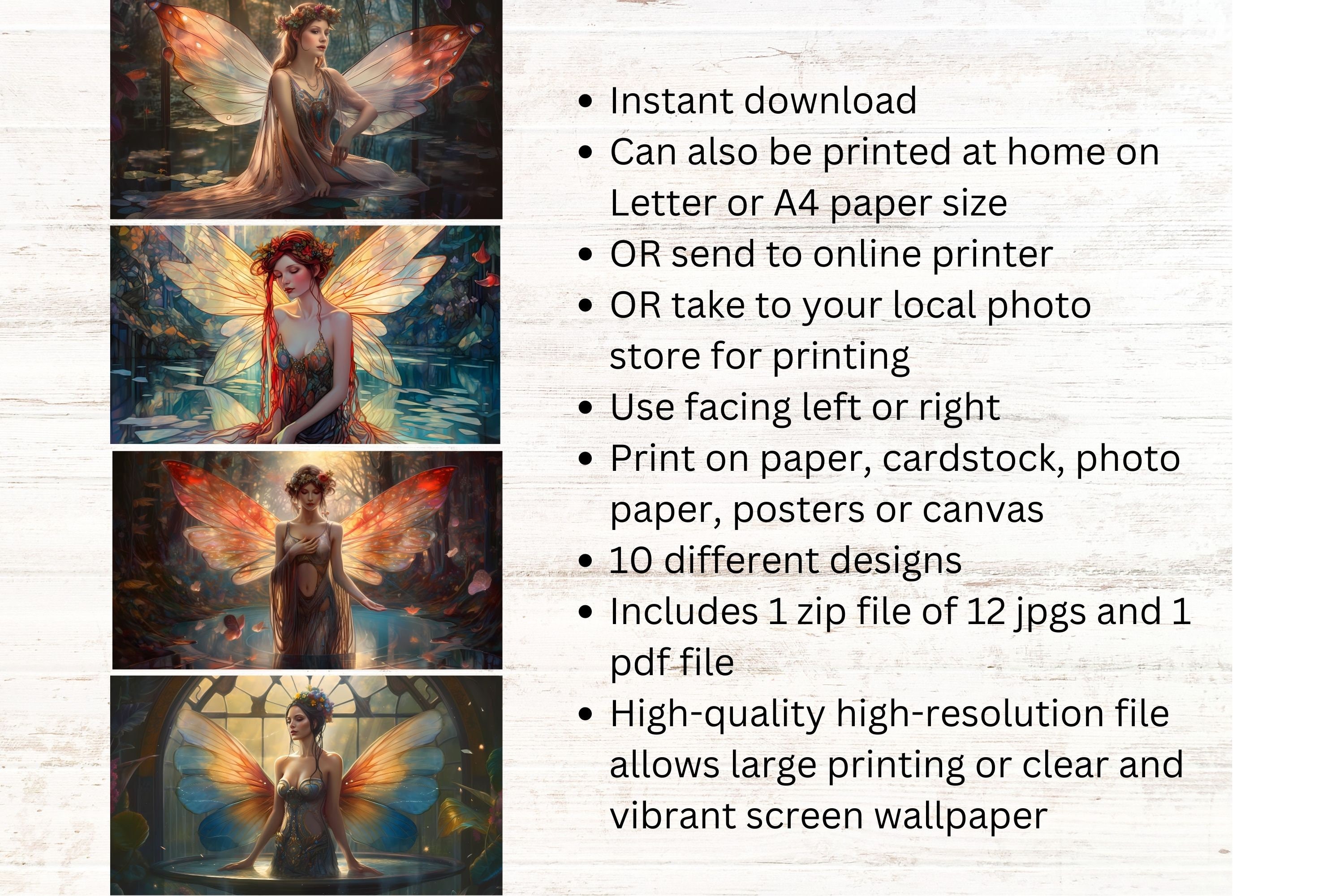 Set of 12 Forest Pool Fairies Photorealistic Digital Wallpapers or ...