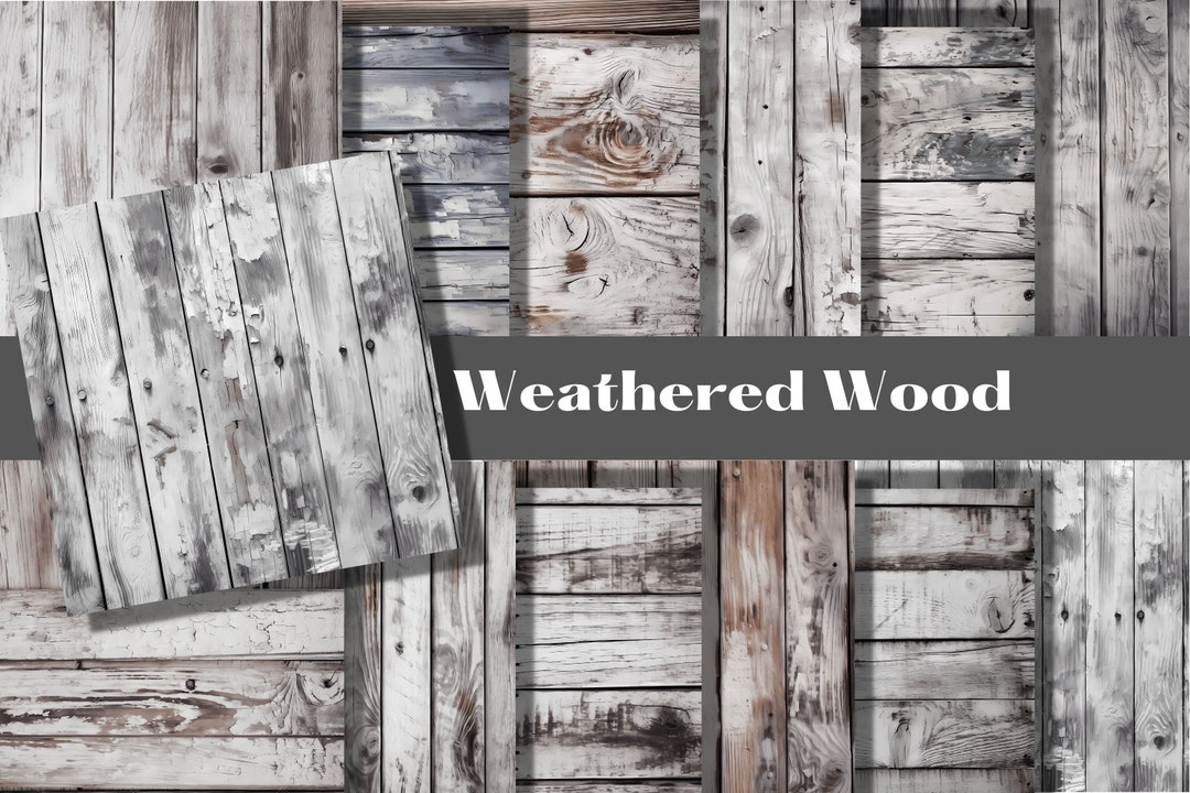Whitewashed Weathered Wood Watercolor Digital Papers, Backgrounds ...
