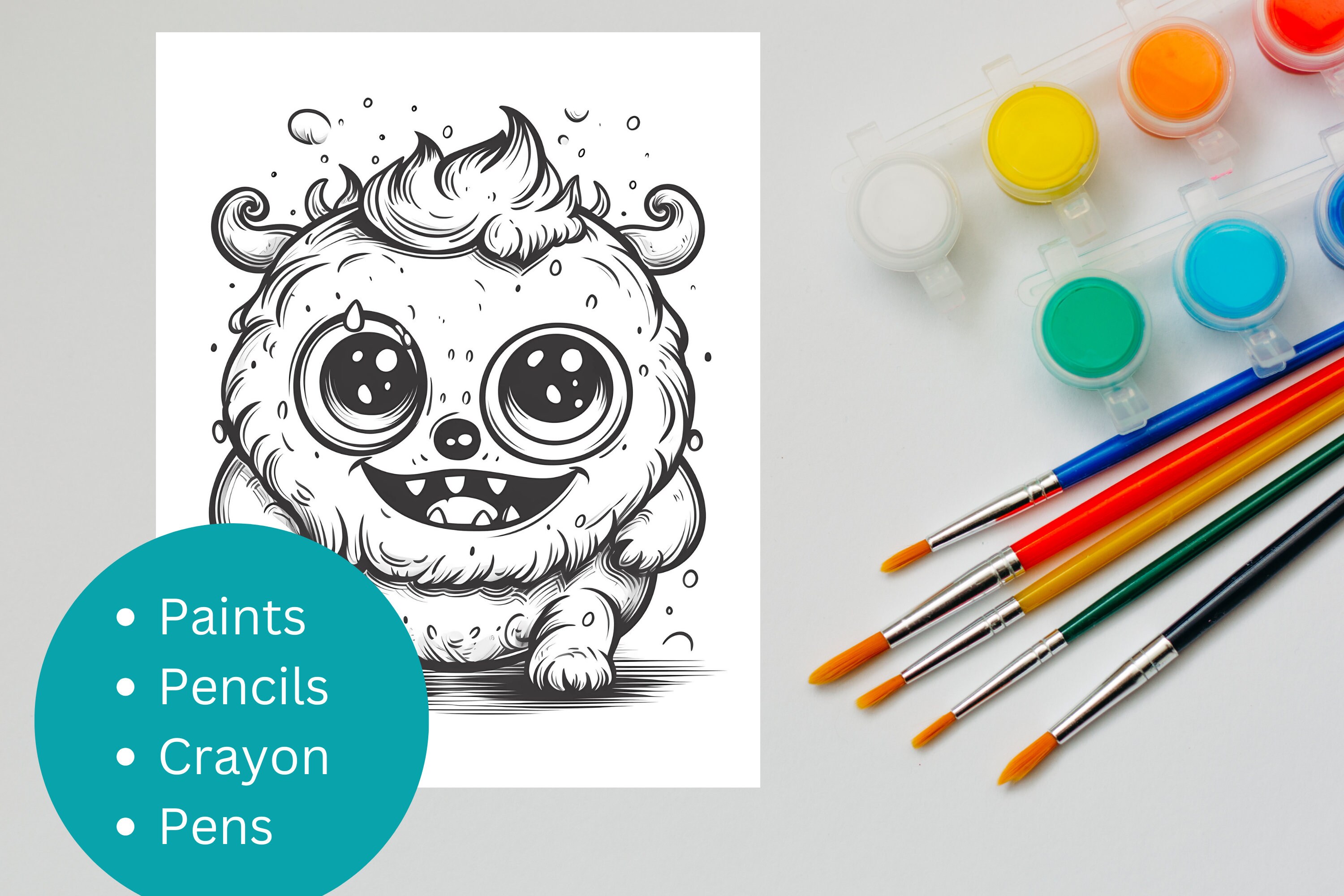Baby Monsters Coloring Pages for Kids, Instant Download, Print at Home ...