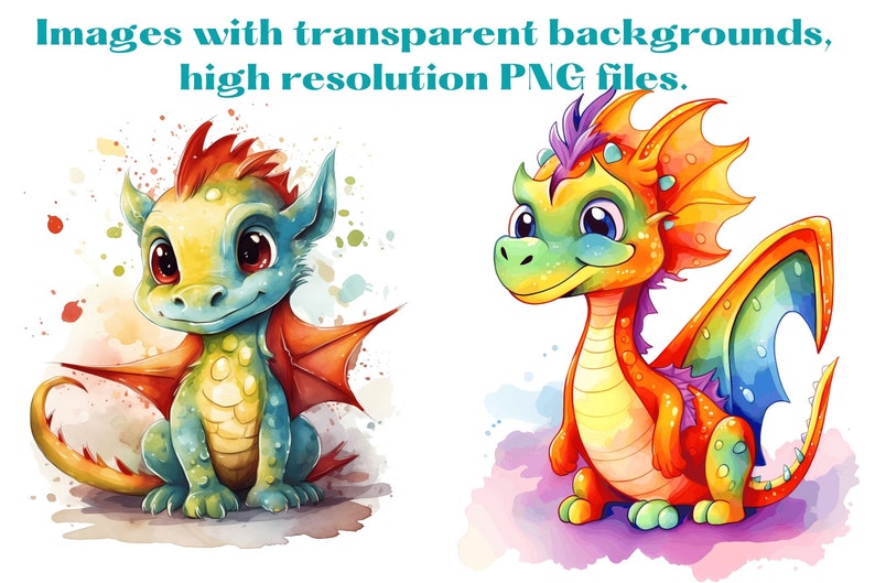 Cute Dragons Clipart, 8 Clip Art Images, Transparent Png Files, Cartoon ...