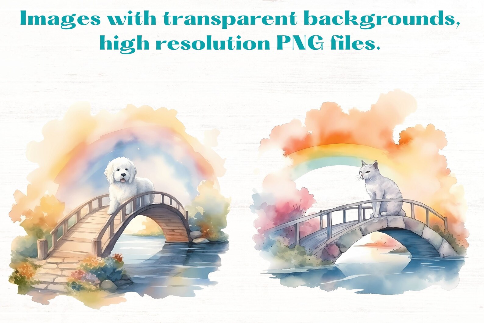 RAINBOW BRIDGE Pet Memorial Clipart Illustrations, 10 Clip Art Images ...