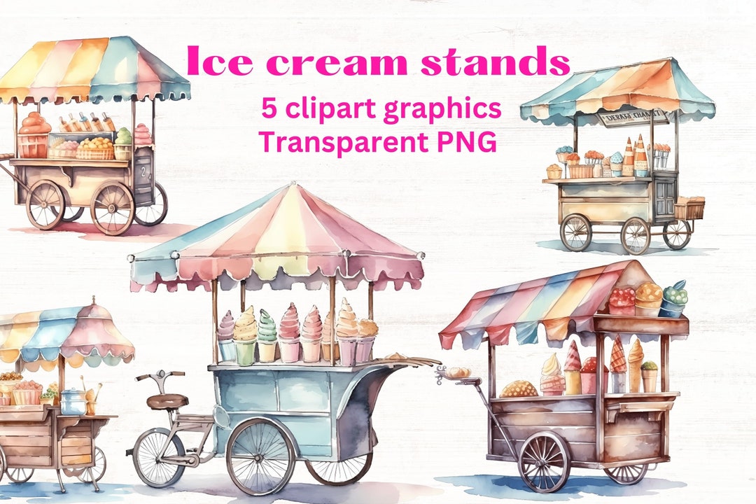 Colorful Ice Cream Stands Clipart, 5 Clip Art Images, Transparent Png ...