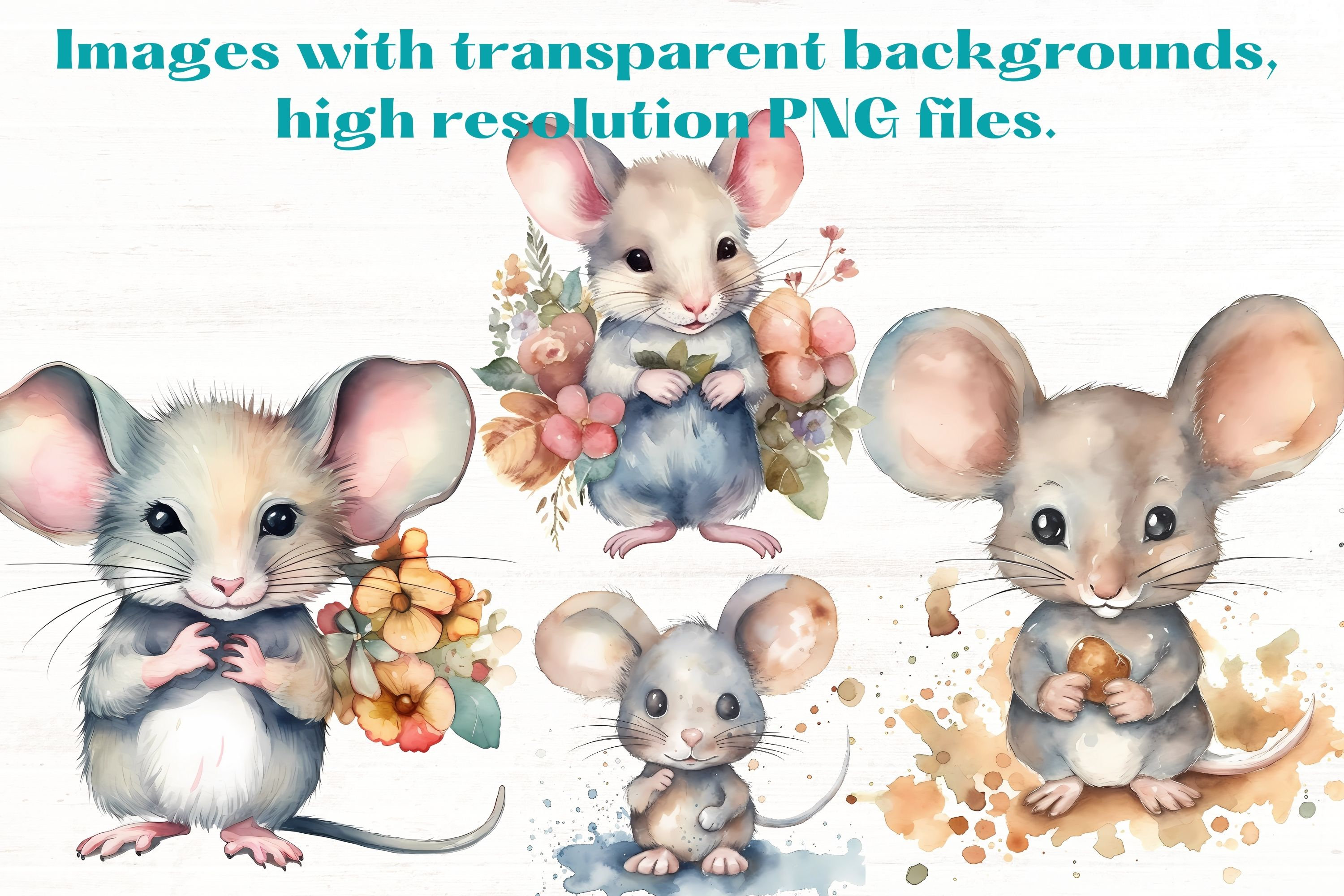 Cute MICE Clipart Set, 19 Clip Art Images, Transparent Png Files ...
