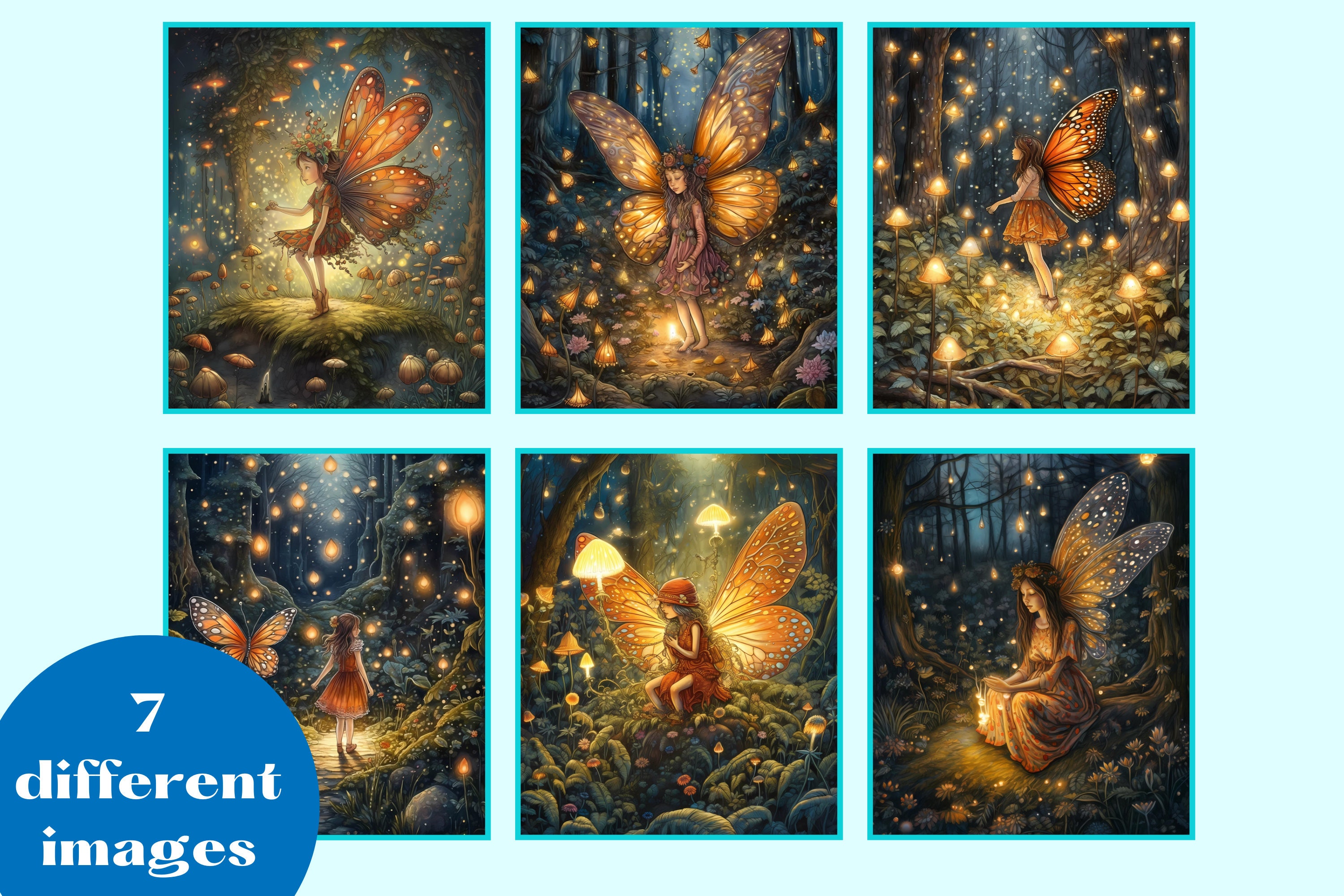 Fairies and Fireflies Wall Art, 7 Printable Fairy Posters, Nursery Wall ...