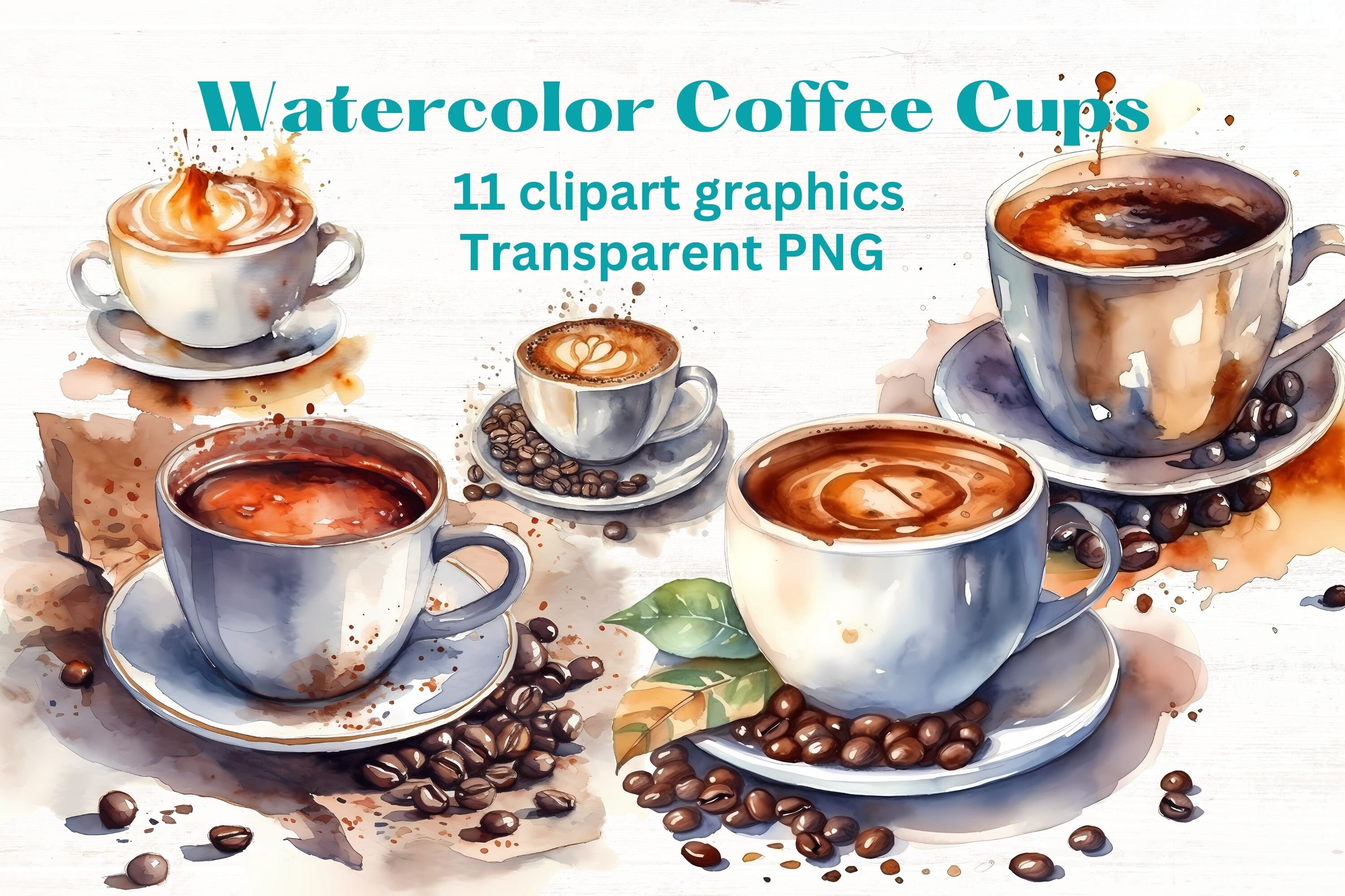 Watercolor Coffee Cups Clipart, 11 Clip Art Images, Transparent Png ...