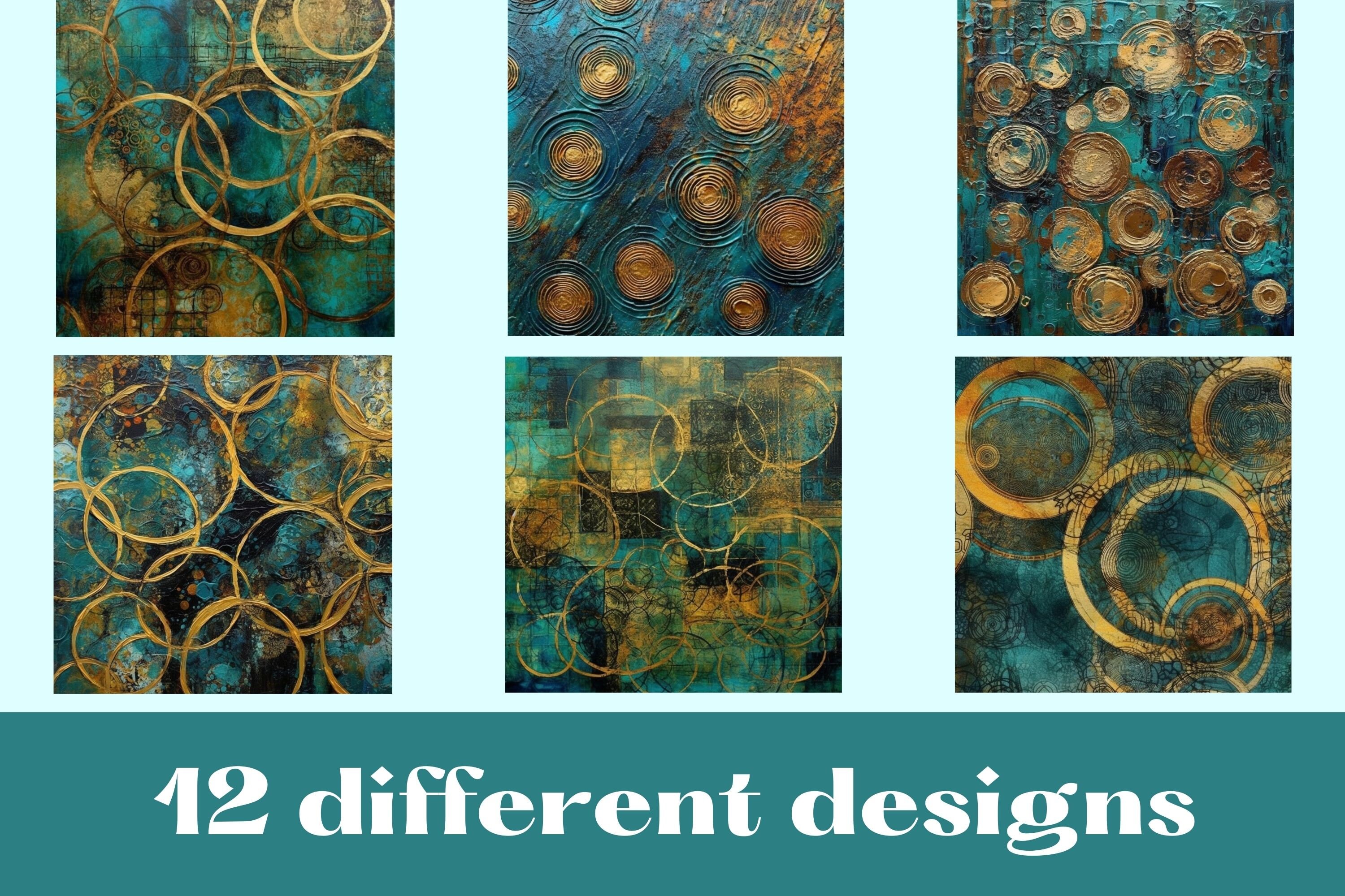 Teal and Gold Texture Digital Papers, Backgrounds, Abstract Pattern ...