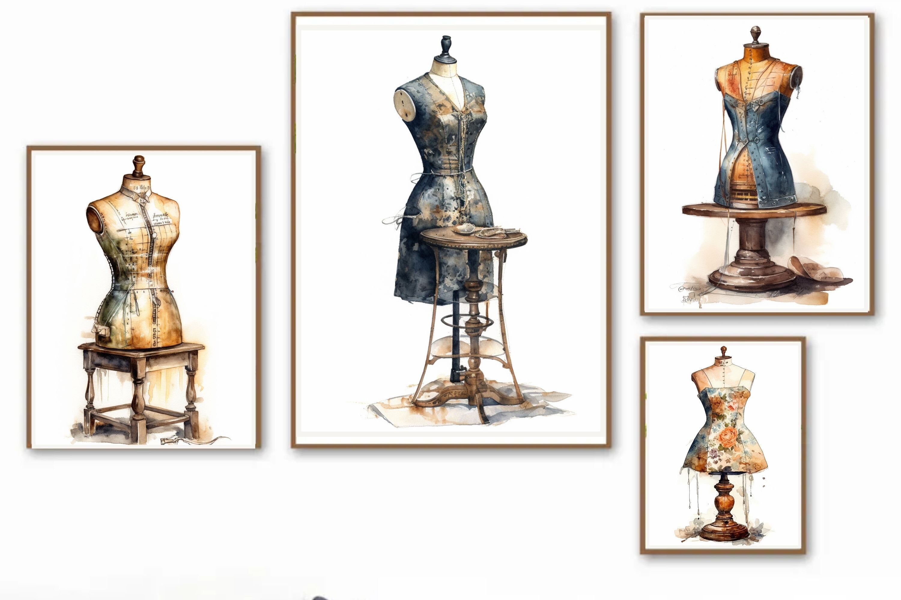 Vintage Dress Forms Sewing Room Poster Set of 6 Printable Wall Art ...