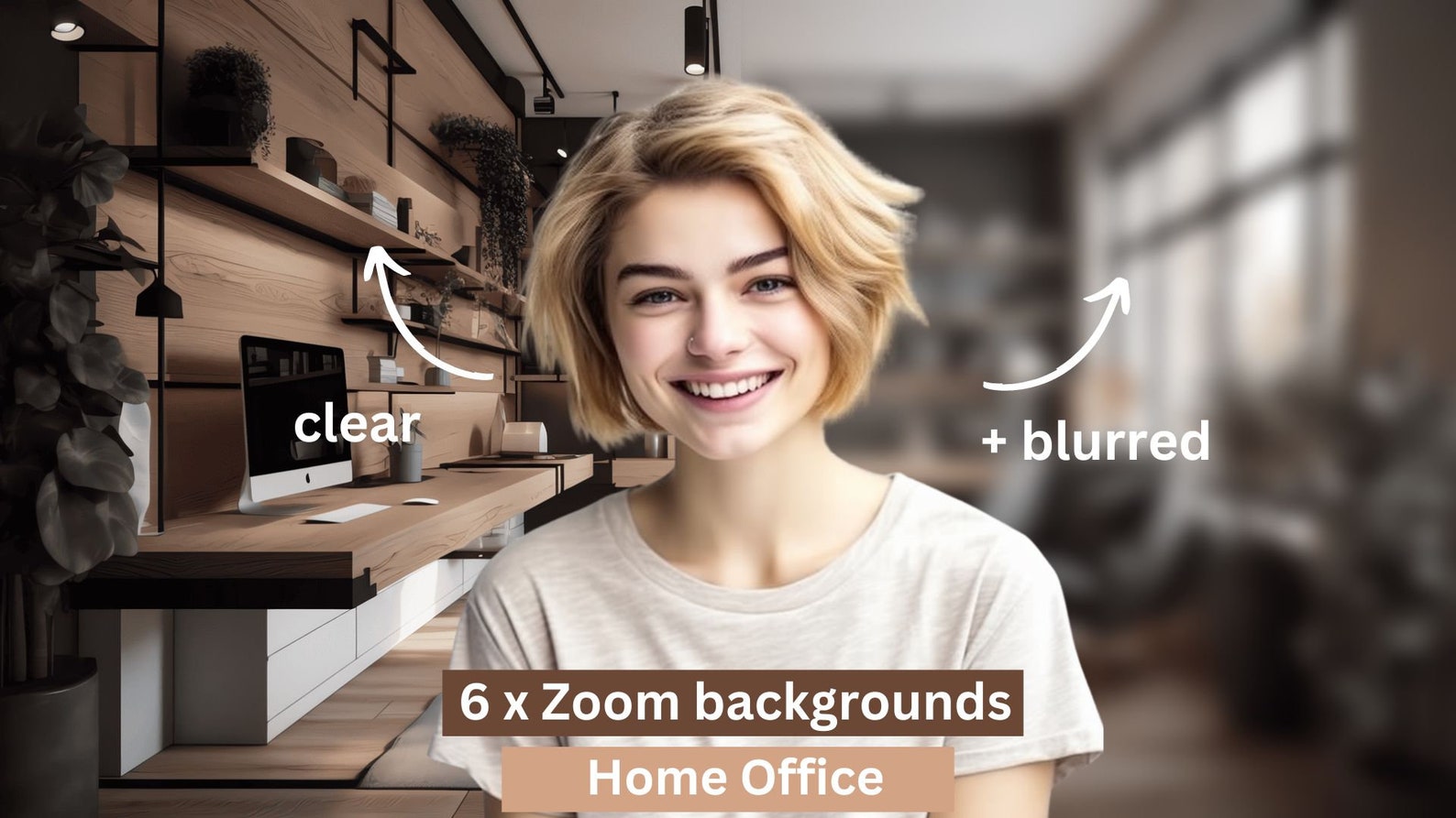 Zoom Backgrounds, HOME OFFICE Modern Designs, 6 Xblurred and Original ...