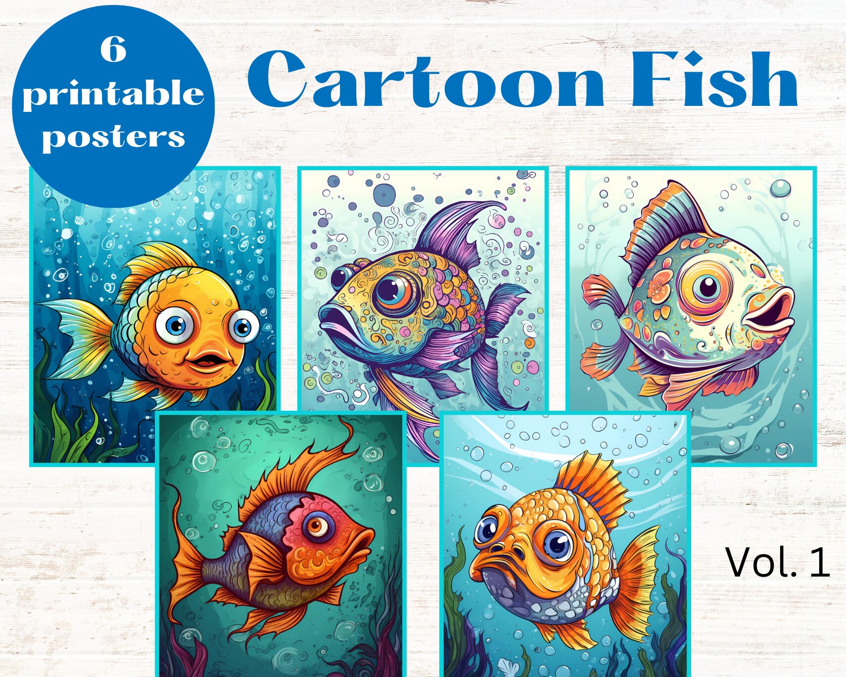 Kids Sea Life Fish Printable Posters, Nursery Pictures for Kids, Fish ...