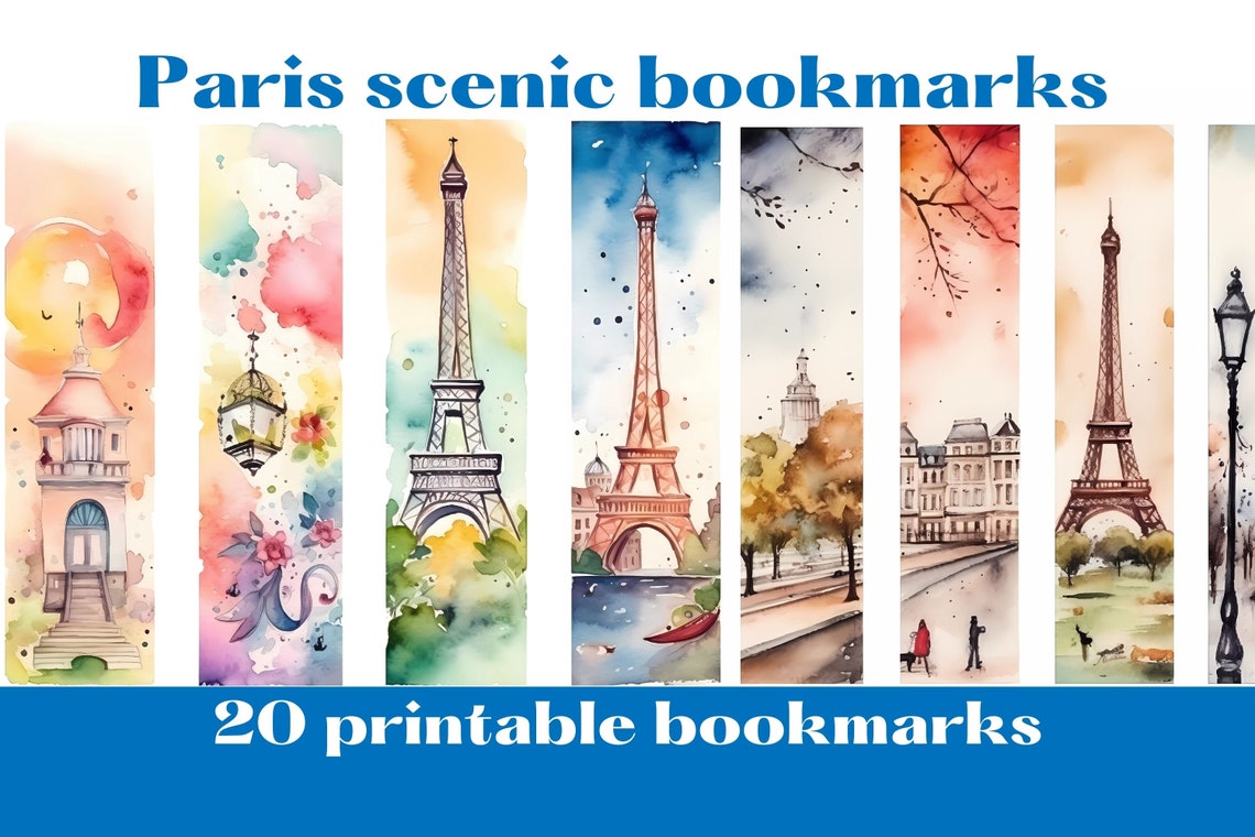 Paris Scenic Printable Bookmarks, City Scenes, Eiffel Tower, Print at ...