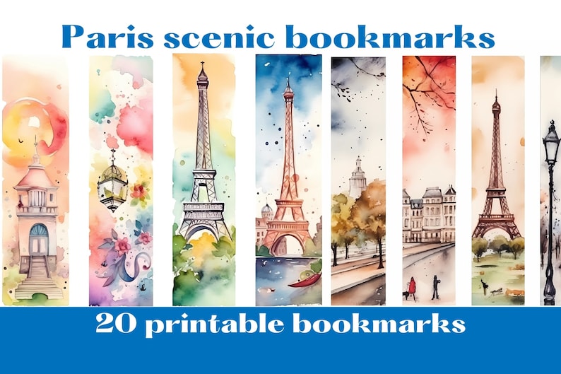 Paris Scenic Printable Bookmarks, City Scenes, Eiffel Tower, Print at ...