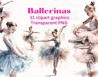 Watercolor Ballerinas Clip Art Set - Etsy
