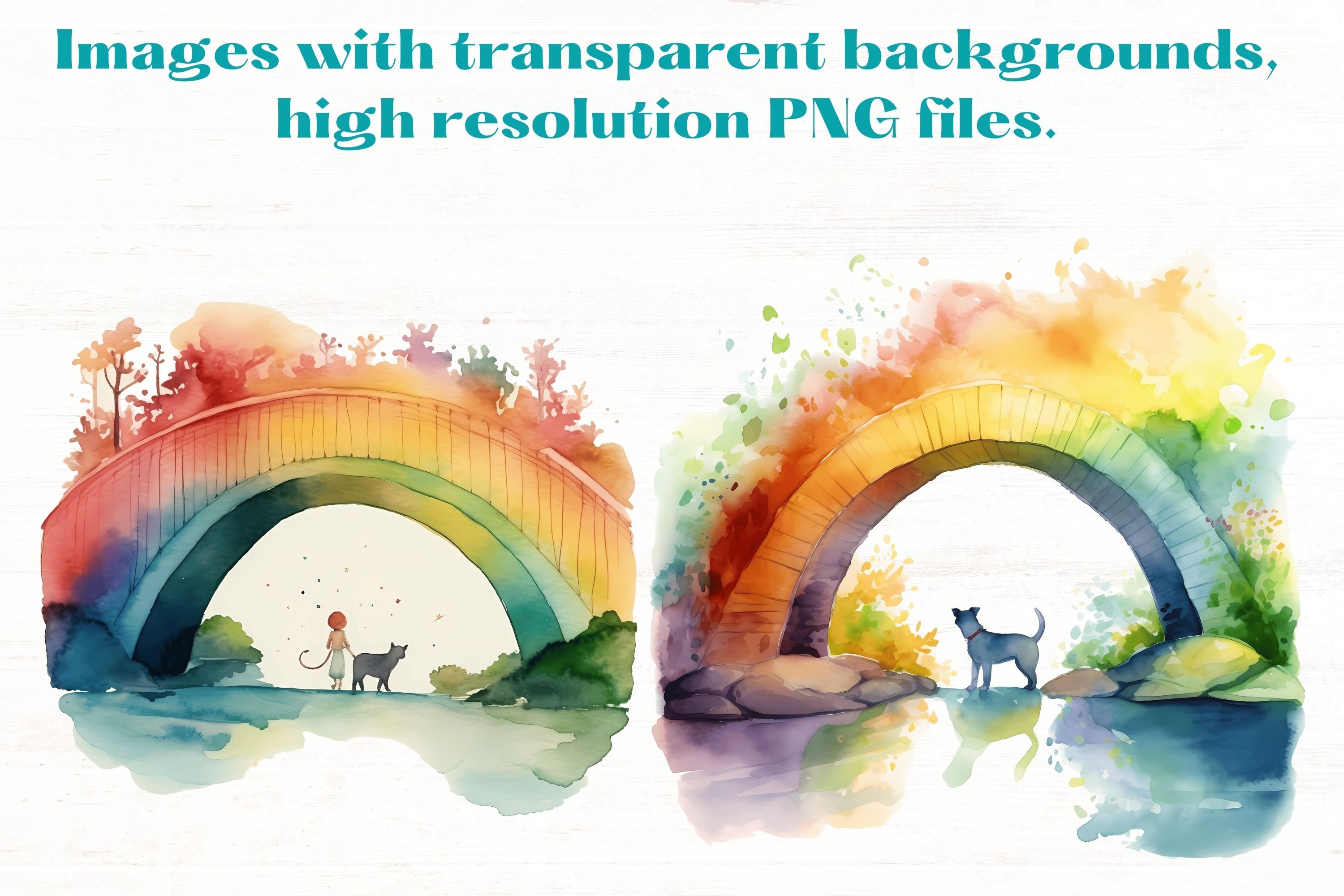 RAINBOW BRIDGE Pet Memorial Clipart Illustrations, 10 Clip Art Images ...