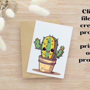 CUTE HAPPY CACTUS Cartoon Clipart Set, 12 Clip Art Images, Transparent ...