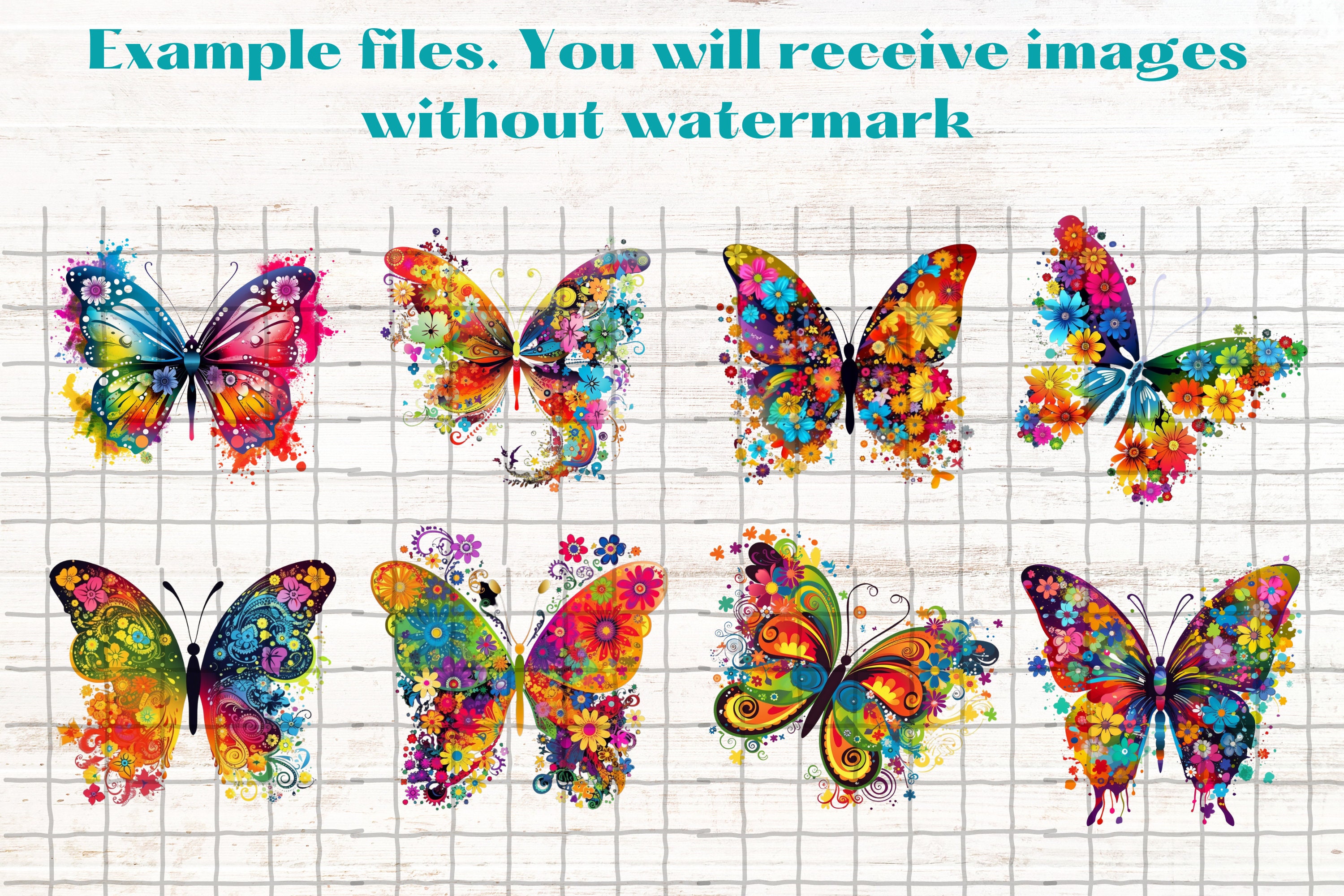 Rainbow Butterflies and Flowers Clipart, Transparent Background Png ...