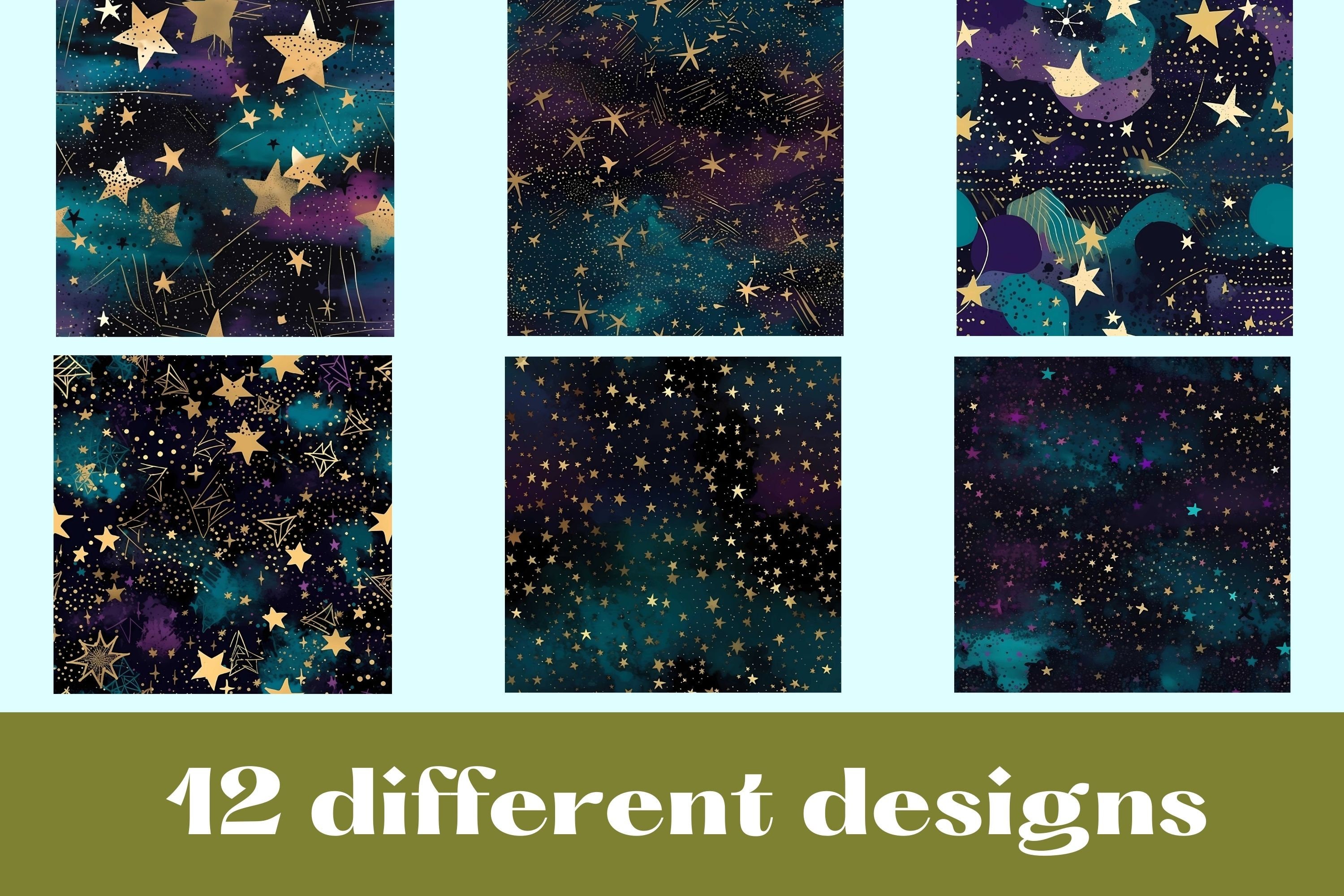 Golden Stars New Year Digital Papers, Celebration Backgrounds, Digital ...