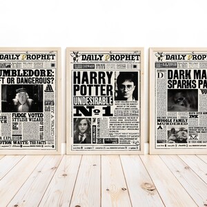 Set of 12 Remastered Printable Daily Prophet Pages, Wizard Posters ...