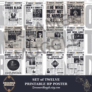Set of 12 Remastered Printable Daily Prophet Pages, Wizard Posters ...