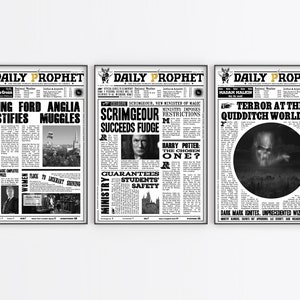 Set of 12 Remastered Printable Daily Prophet Pages, HP Posters, HP Wall ...