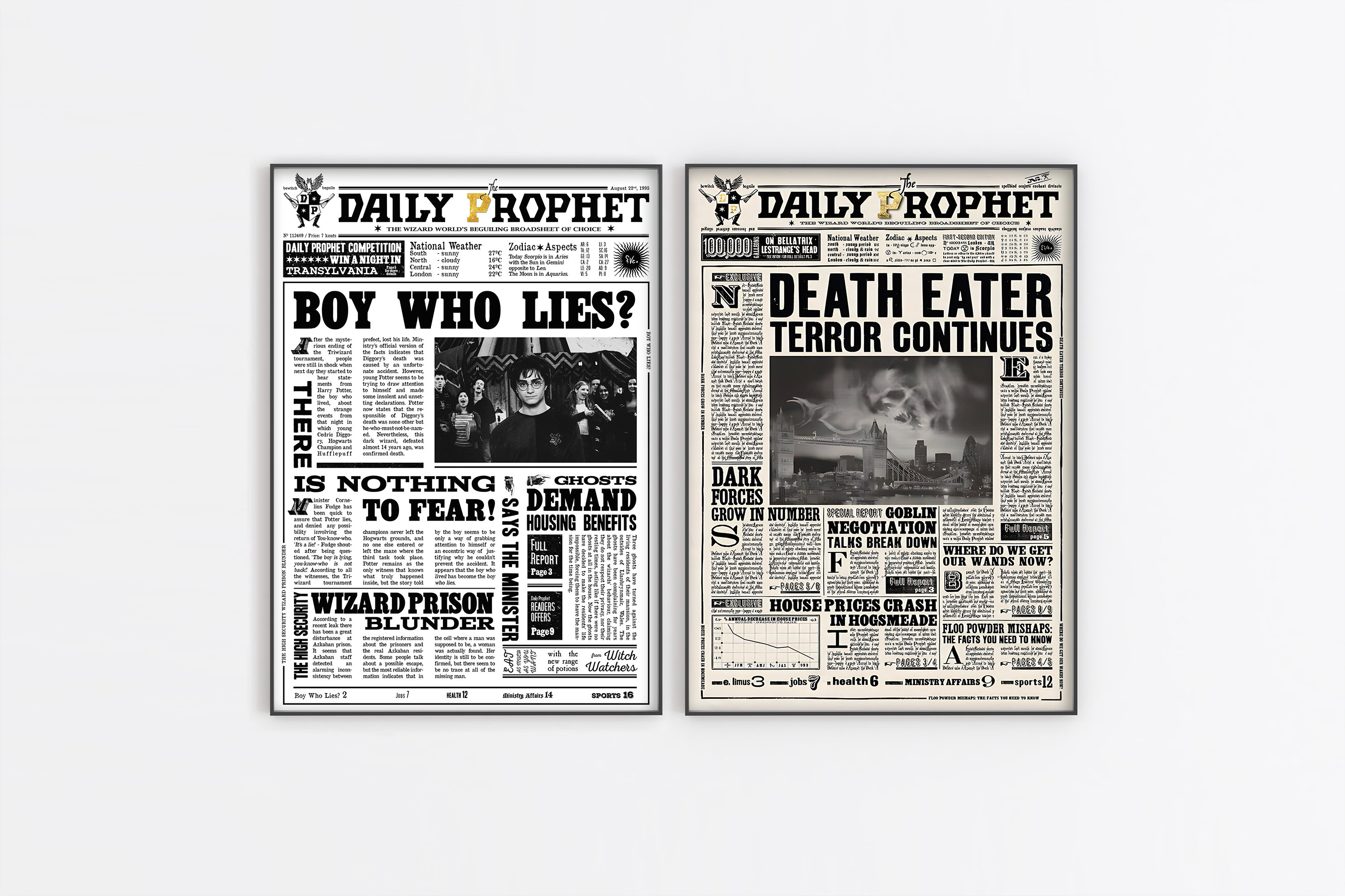 Set of Ten Remastered Printable Daily Prophet Pages HP - Etsy