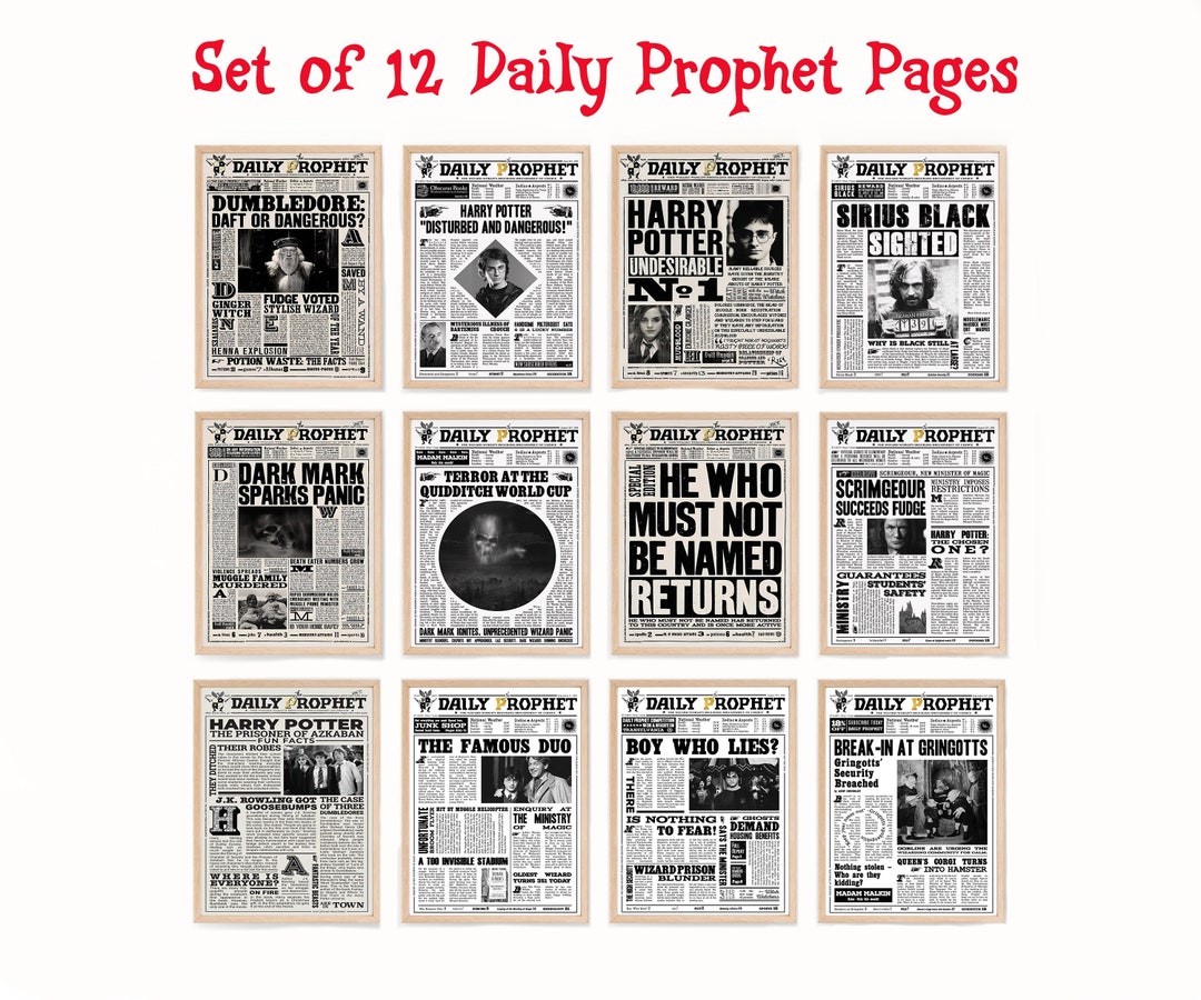 Set of 12 Remastered Printable Daily Prophet Pages, Wizard Posters ...