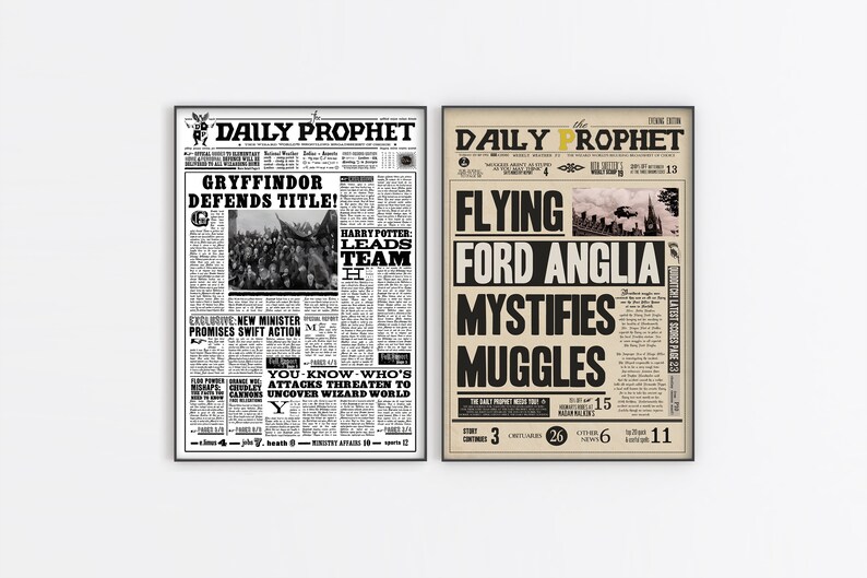 Set of Ten Remastered Printable Daily Prophet Pages HP - Etsy