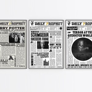 Set of 12 Remastered Printable Daily Prophet Pages, Wizard Posters ...
