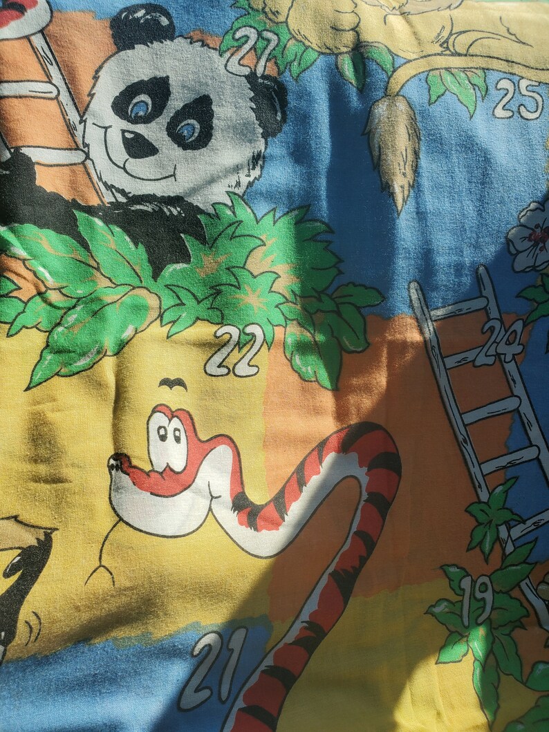 Vintage Kids Snakes and Ladders Flat Sheet, Featuring Safari Zoo ...
