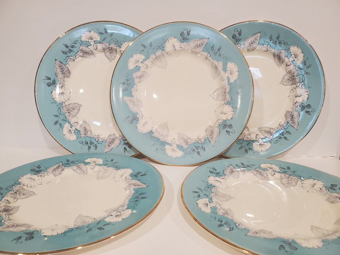 Set of 5 Side Vintage Plates by Myott, Son and Co Morning Glory Pattern ...