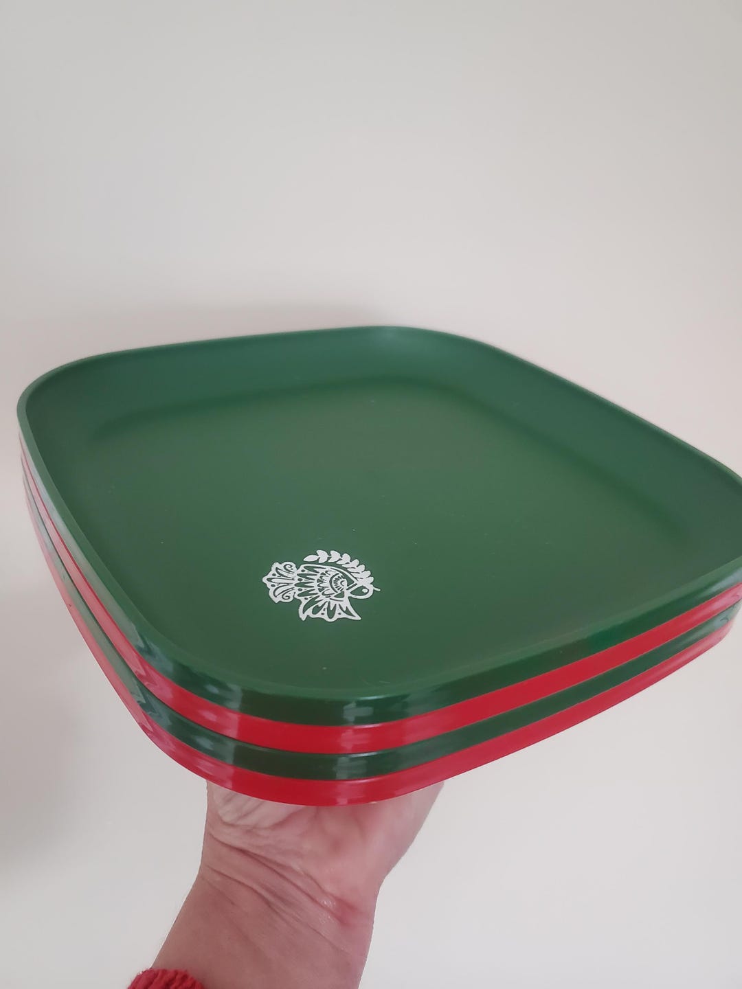 Vintage Christmas Tupperware Plates Set of 4 in Red and Green - Etsy