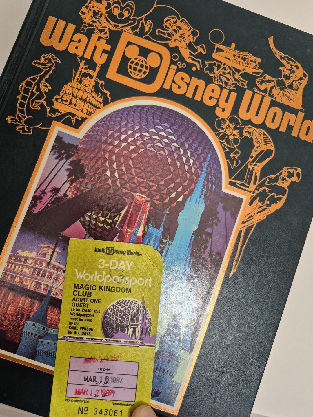 Vintage 1986 Walt Disney 15 Year Anniversary Book and Original Ticket ...