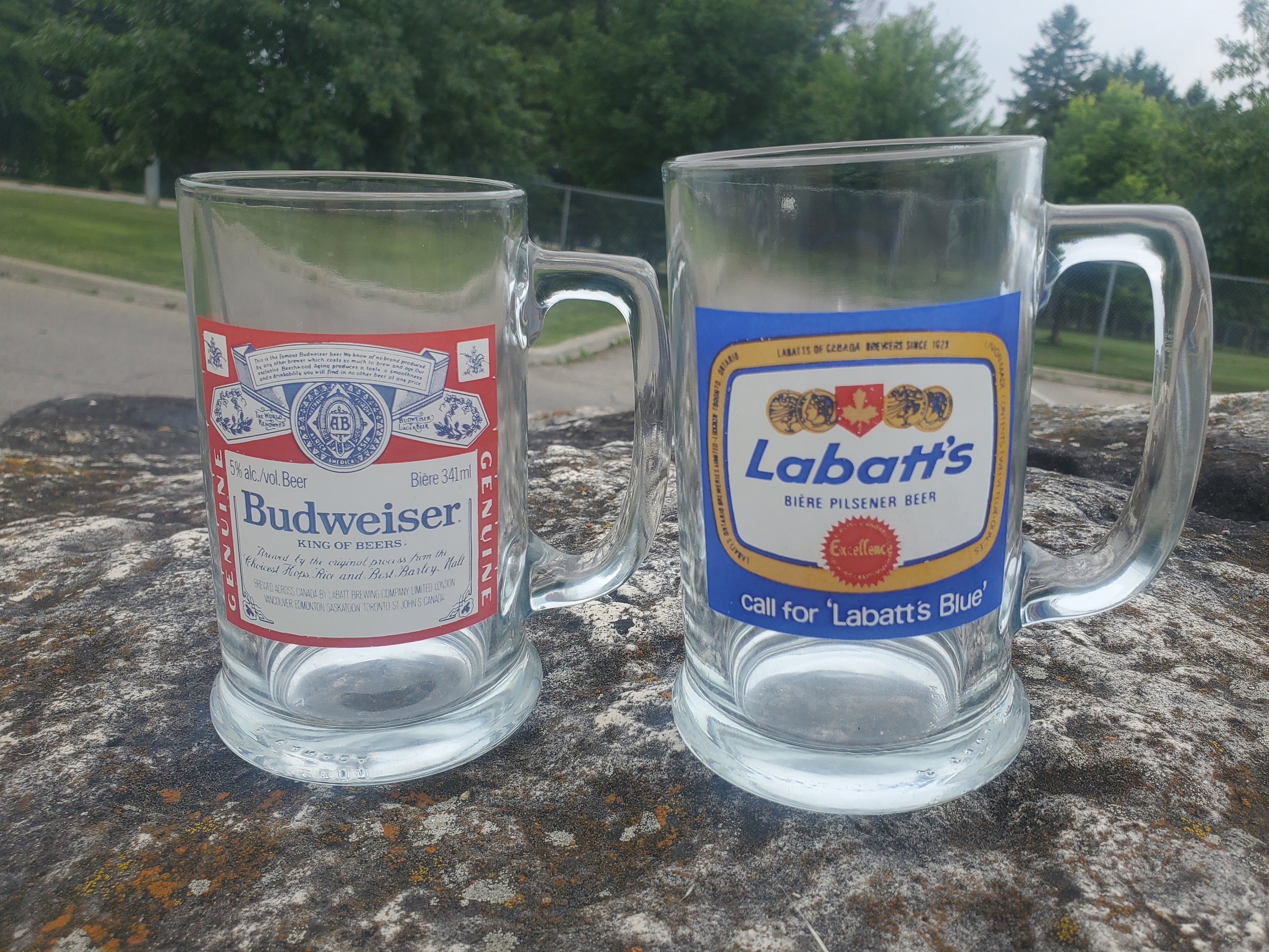 Vintage Glass Beer Mugs Labatt and Budweiser Made in Canada - Etsy