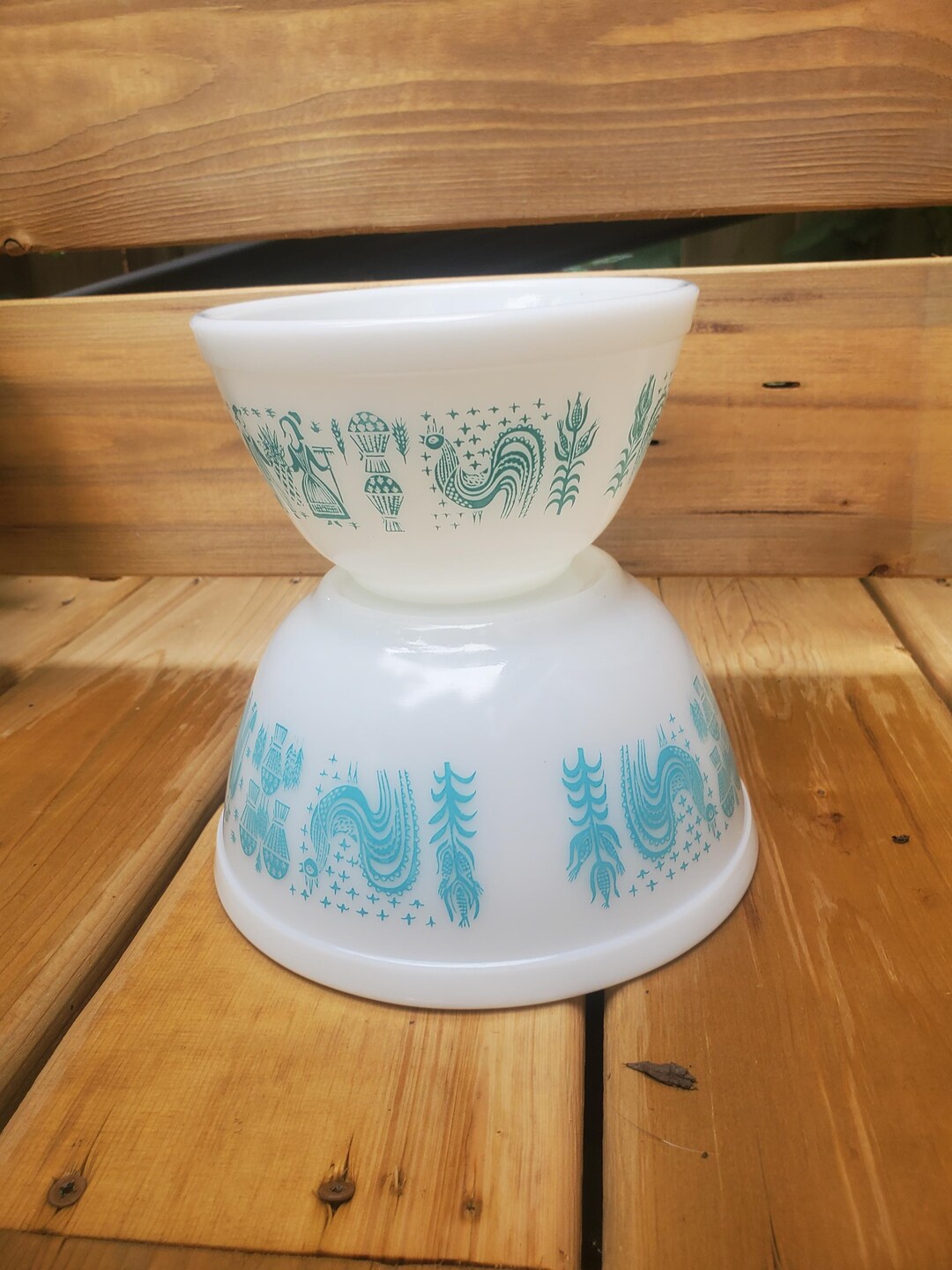 Vintage Pyrex Butterprint Amish Turquoise Nesting Bowls 401 and 402. - Etsy