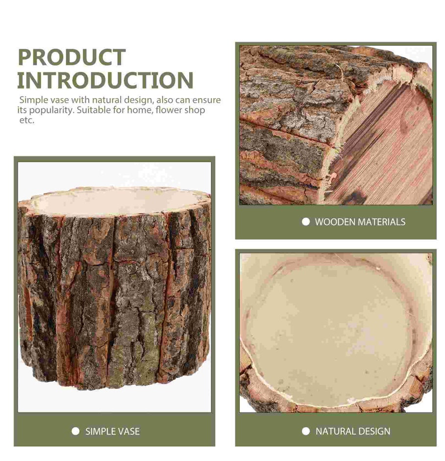 Tree Bark Wooden Flower Pot Planter Succulent Rustic Tree Log Vase ...
