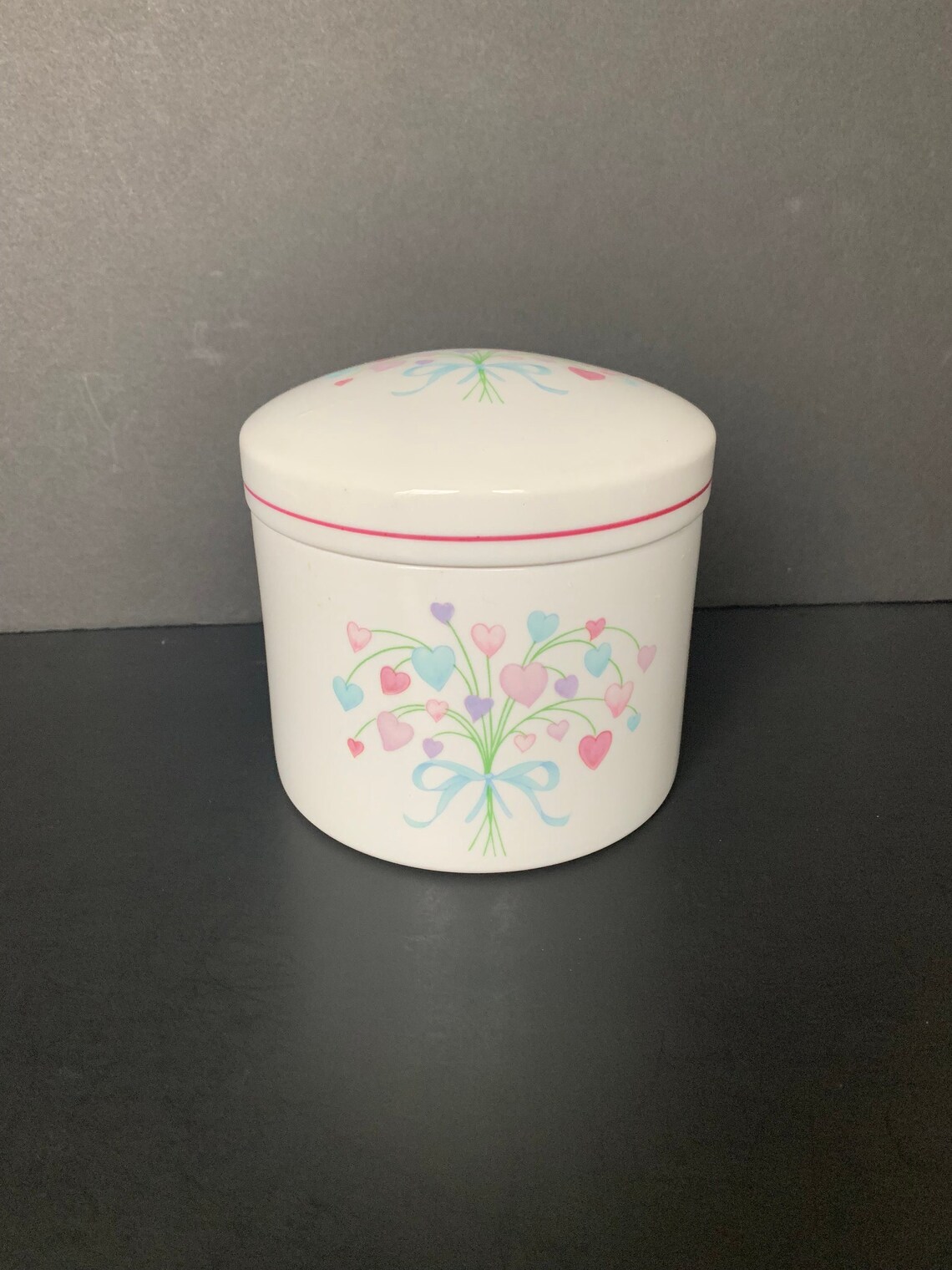 Vintage FTDA Bouquet of Hearts Porcelain Lidded Jar / Container 1987 - Etsy