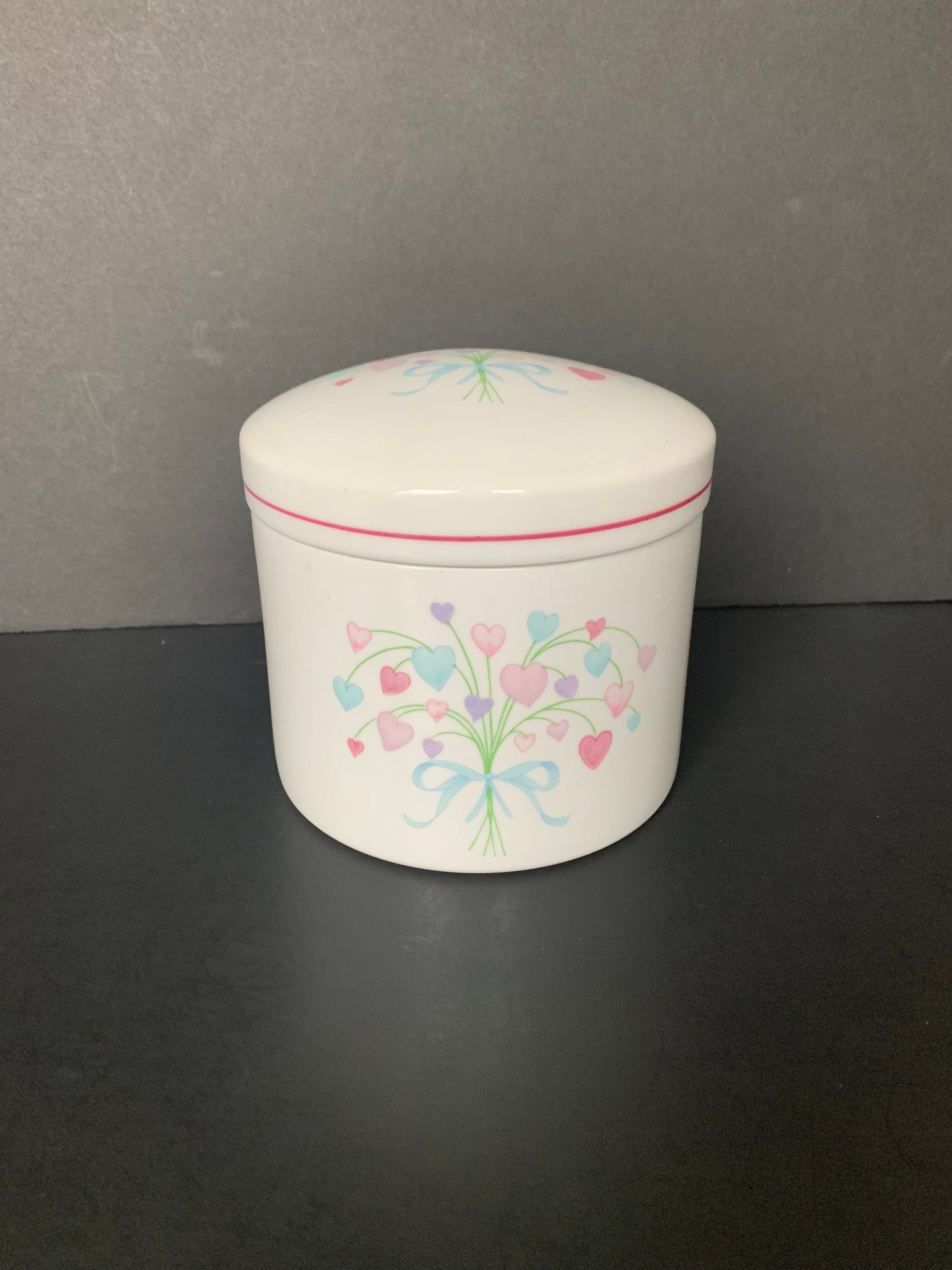 Vintage FTDA Bouquet of Hearts Porcelain Lidded Jar / Container 1987 - Etsy