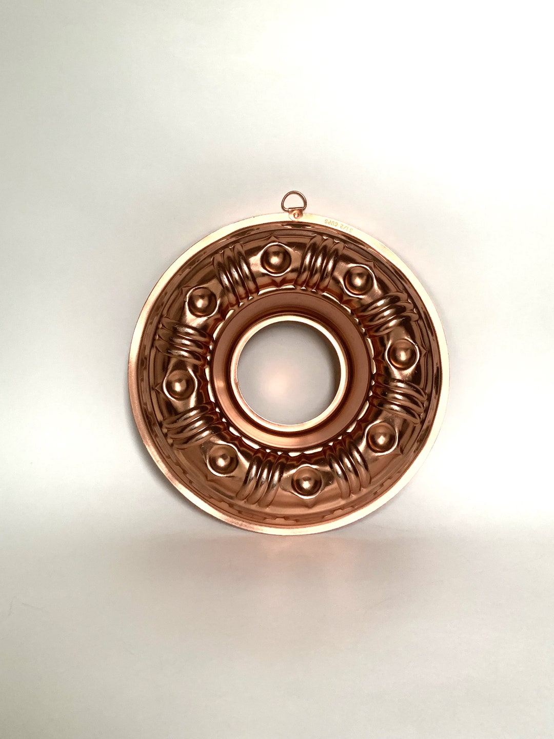 Vintage Copper Colored Round Jello Mold, Wreath Dessert Mold, Circular ...