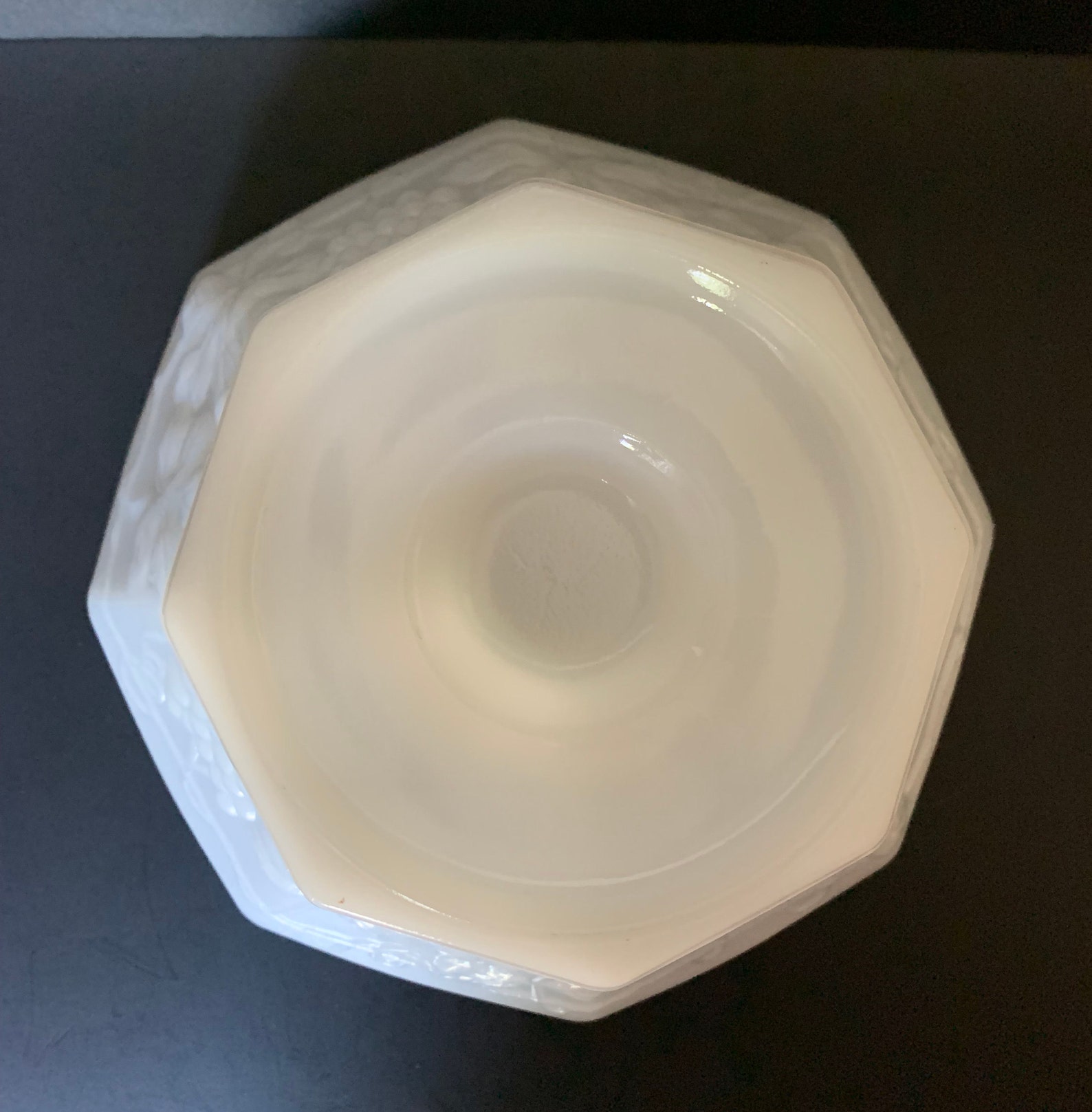 Anchor Hocking Milk Glass Panel Pedestal Bowl With Grapes and Vines ...