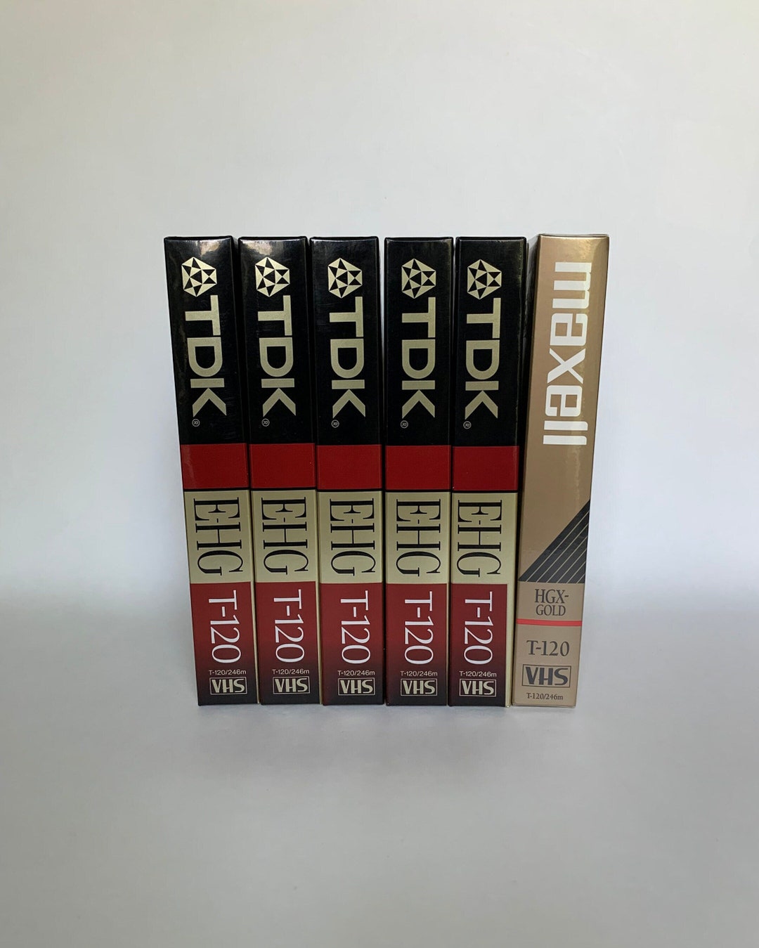 6 New T-120 VHS Tapes, 5 TDK Extra High Grade & 1 Maxell Hgx-gold ...