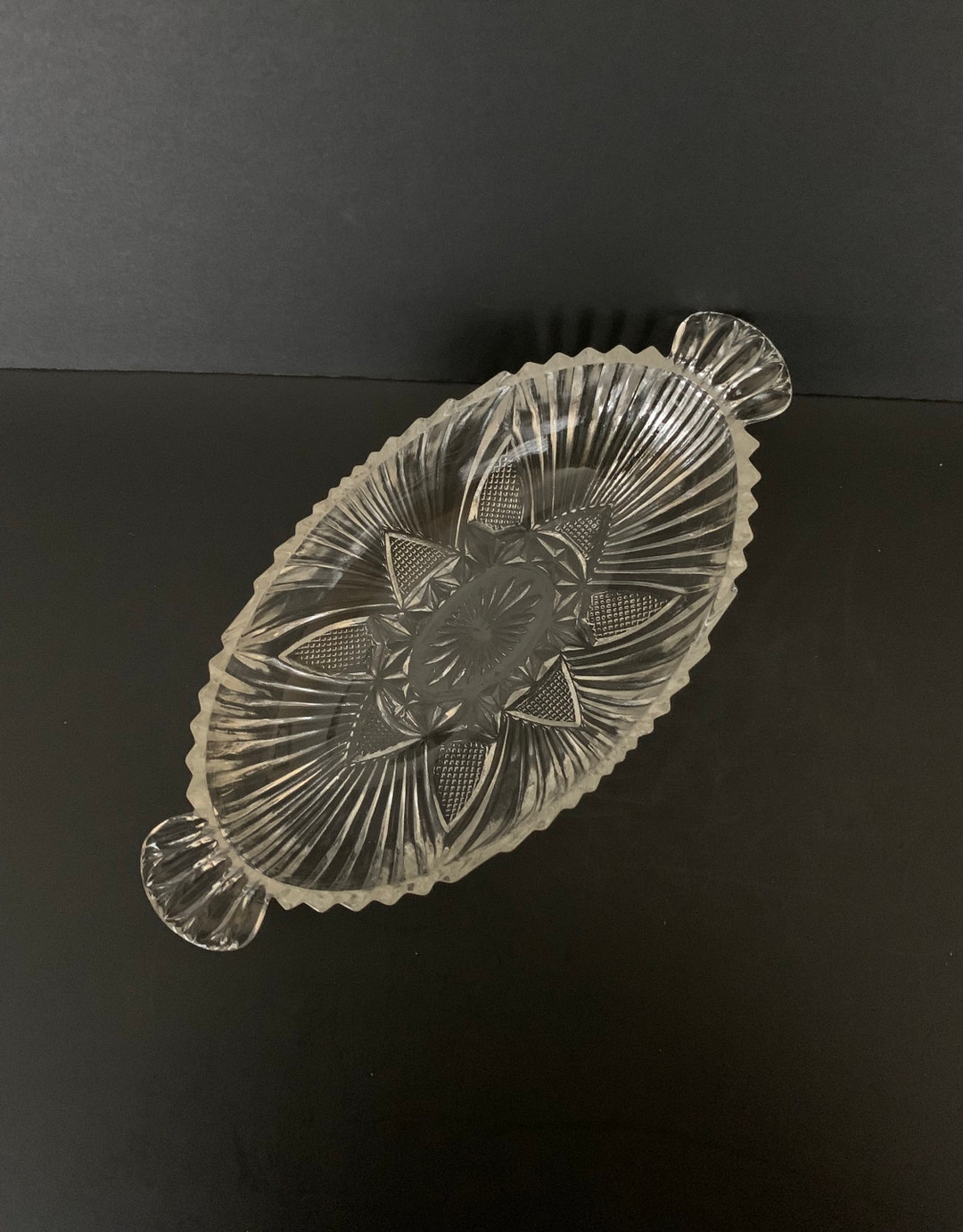 Vintage Hazel Atlas Relish Dish: Fan & Triangle Design, 1950s Olive ...