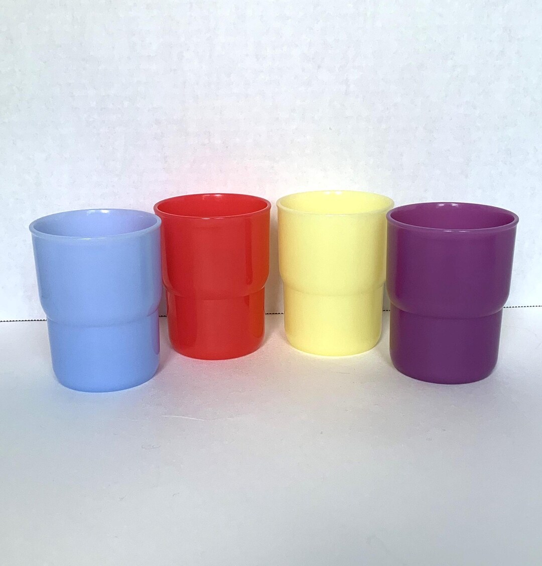 4 Tupperware Tumblers, 8 Oz 'G' Stackable Rainbow Colors 1990s, Vintage ...