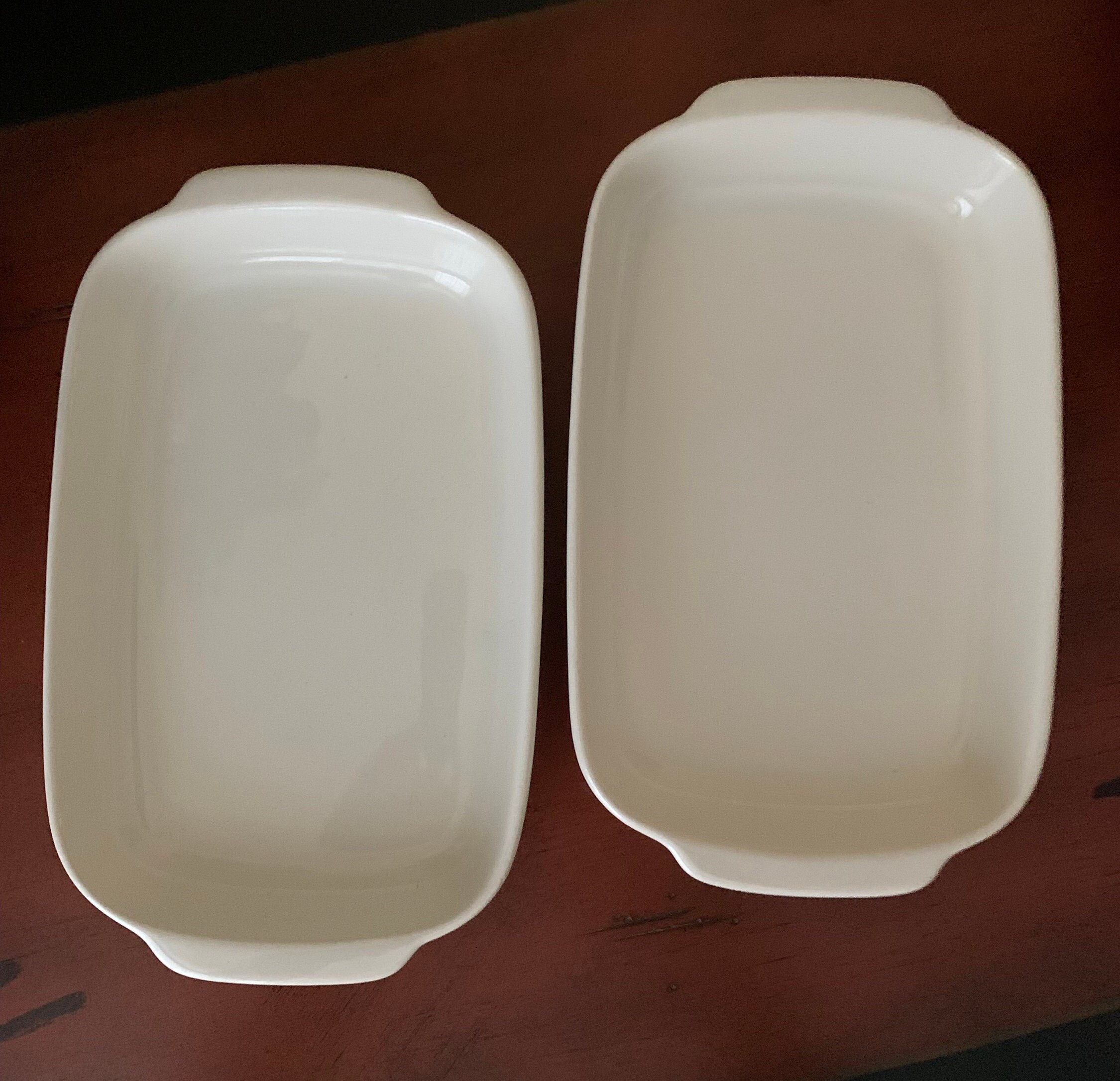 Vintage WP USA Pottery Shallow Baking Dishes With Handles, Rectangular ...