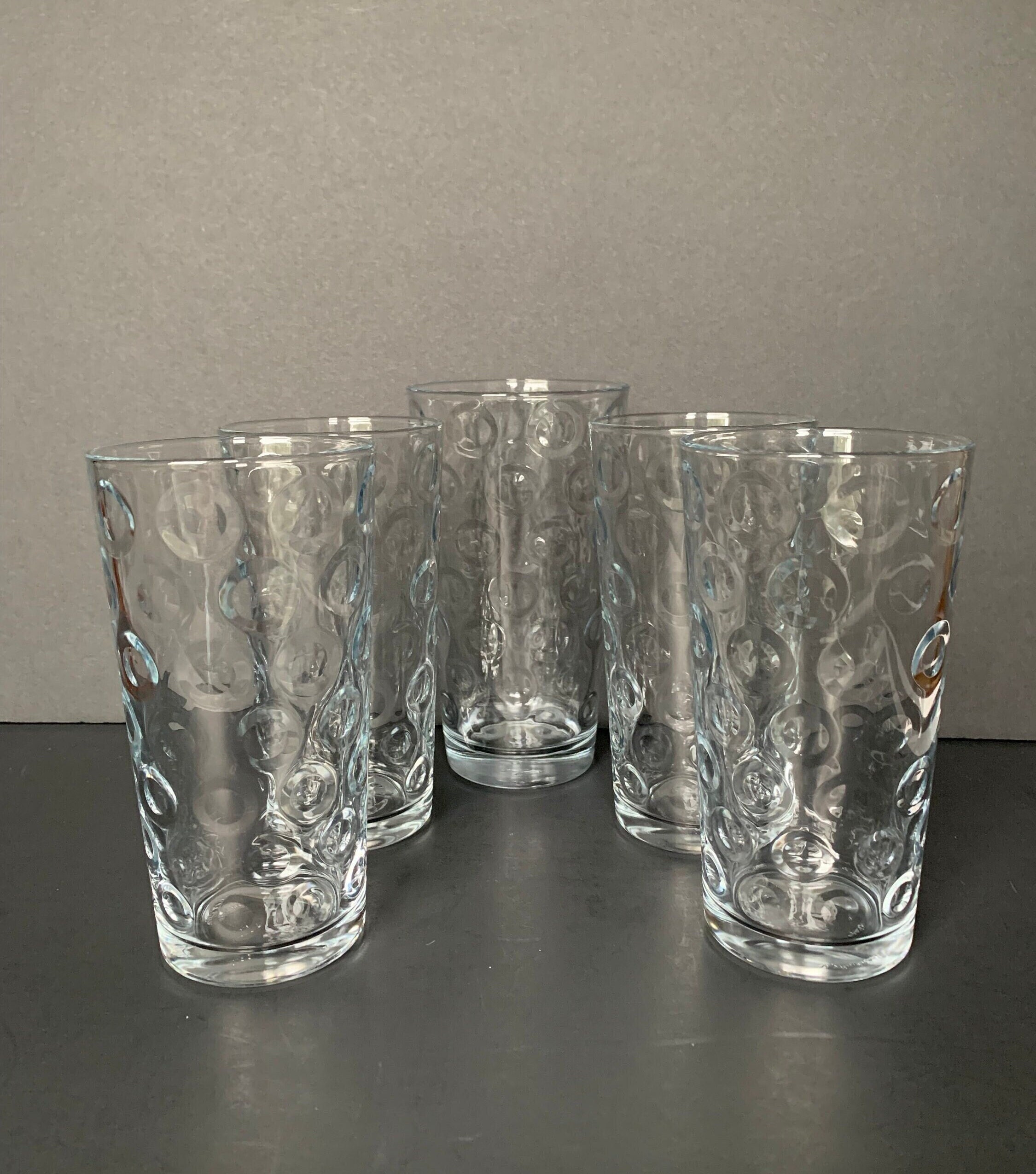 Pasabahce 'optic Circle' Pattern Glasses, Four 10 Oz Glasses and One 16 ...